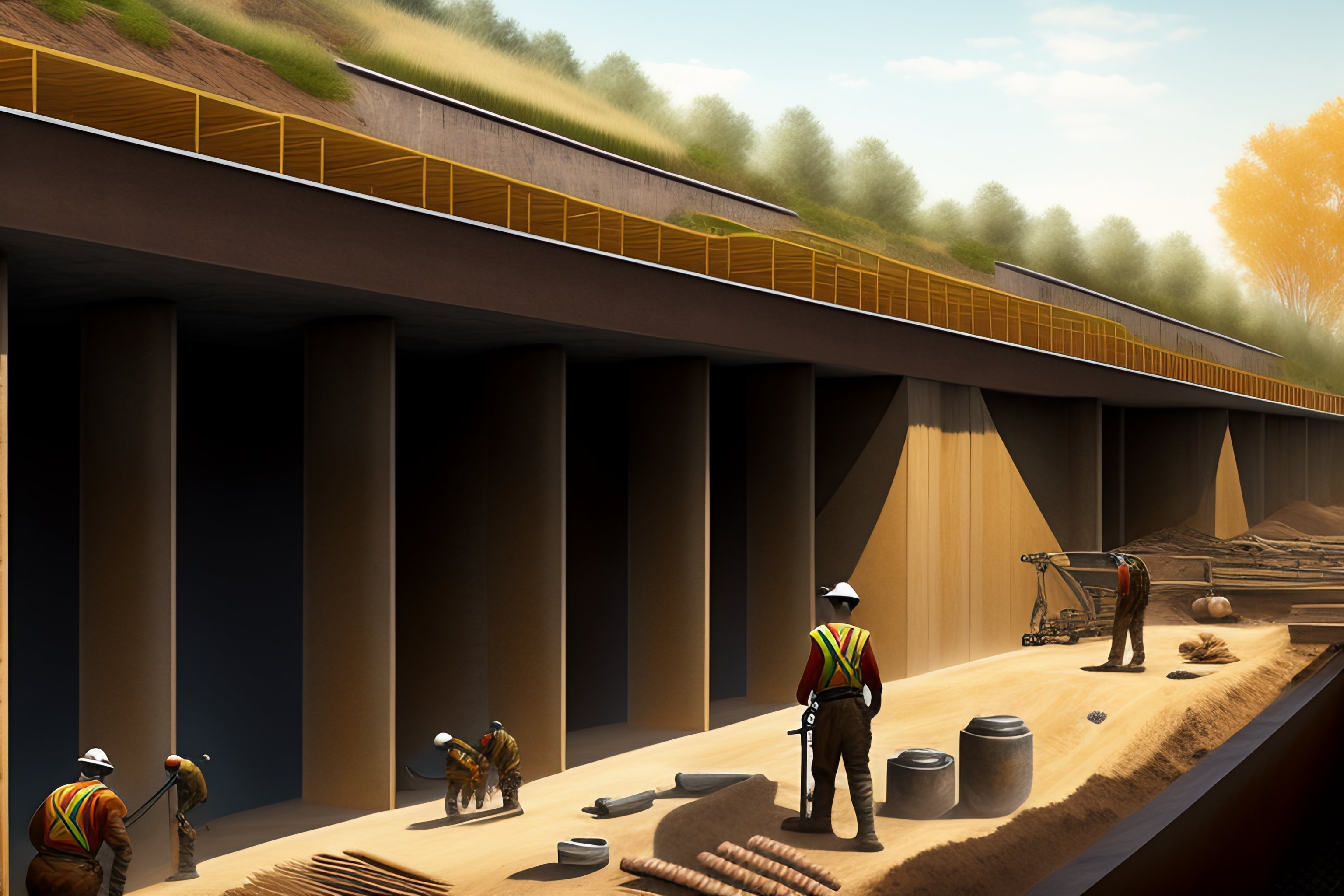 Lexica - A group of men working on an excavation for a reinforced ...