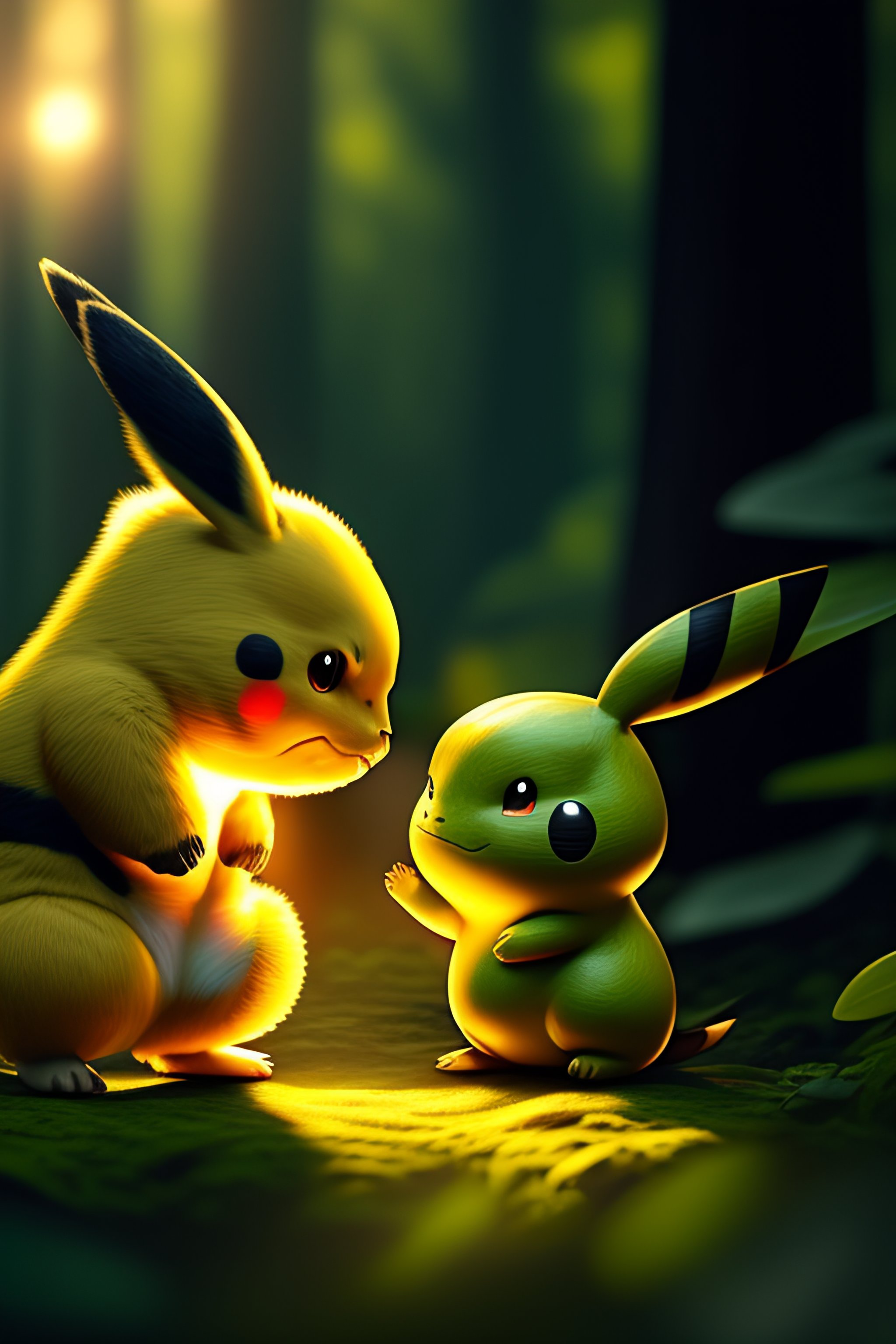 Lexica - Pikachu fighting against bulbasaur in a realist style, in a ...