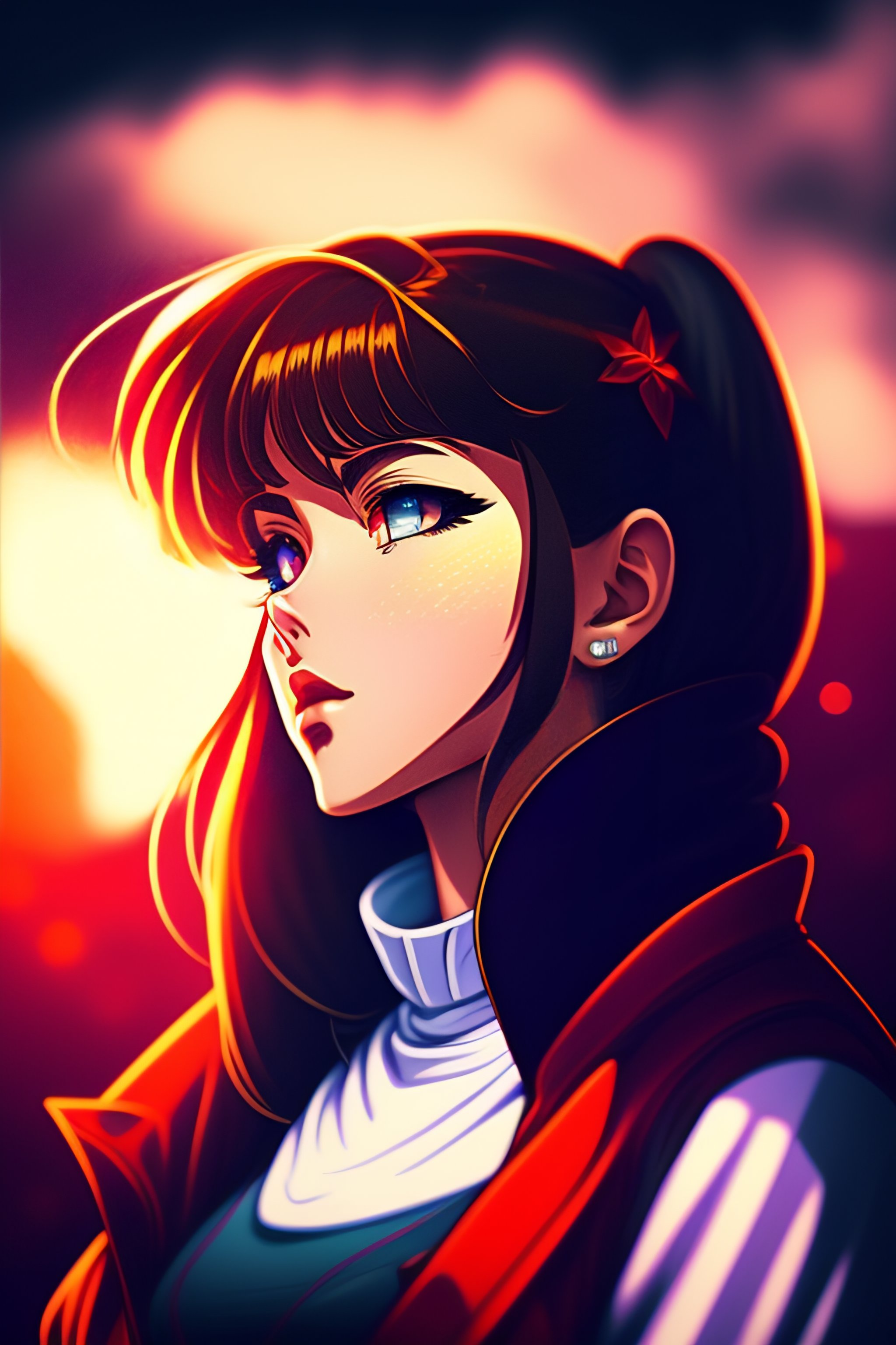 Lexica - Vintage 90's anime style, dramatic lighting, girl, drowing, tabs