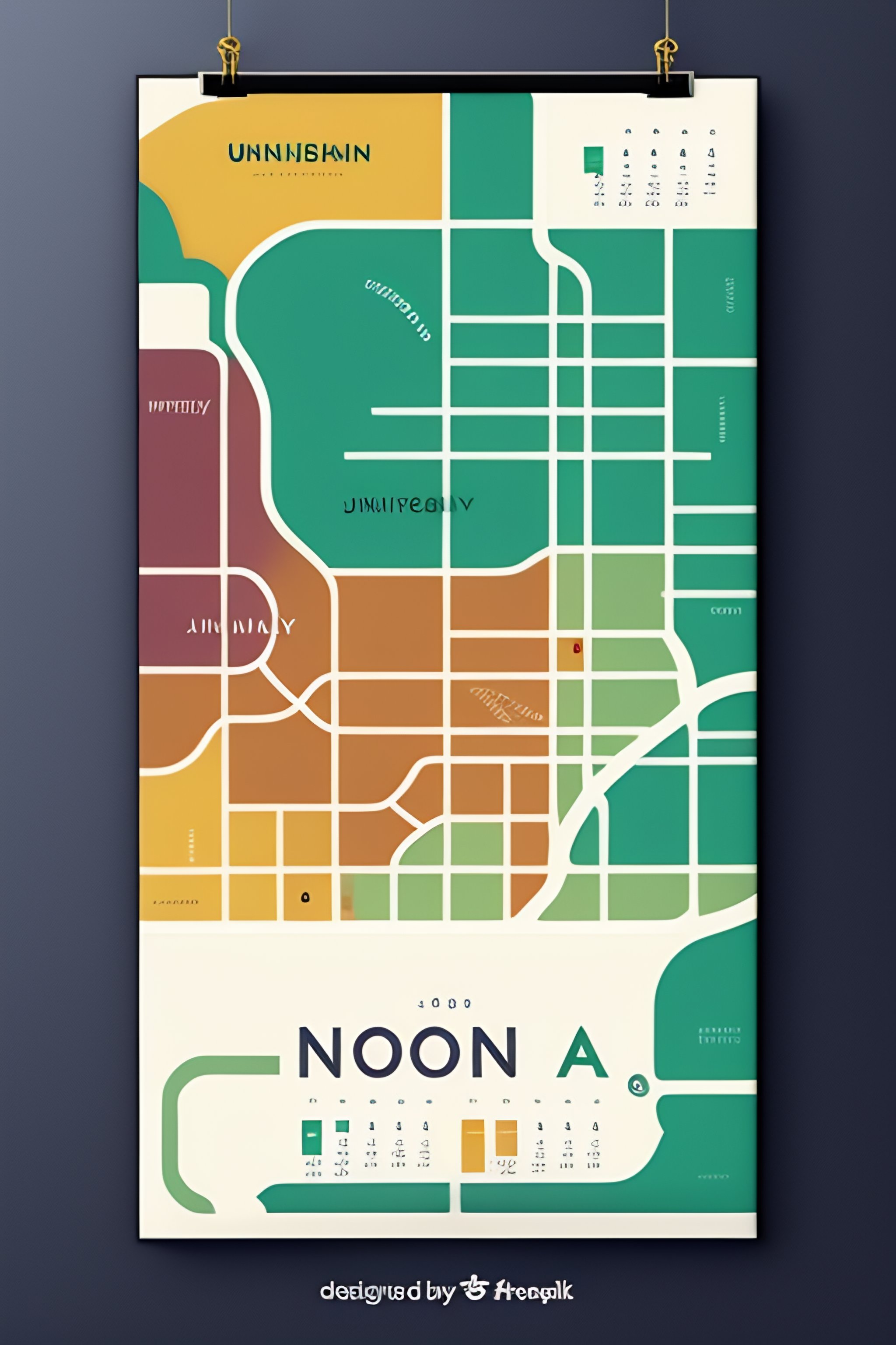 Lexica - Unique and novel Calendar design template with a map of a ...