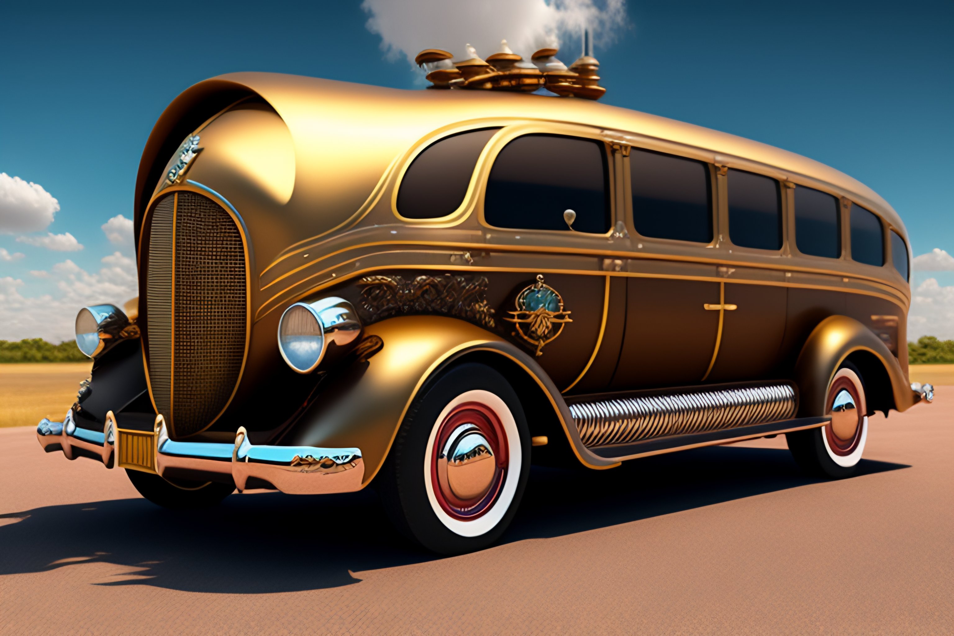 Lexica - STEAMPUNK VANS, a CLASSIC CARS, inspired by Robert J. Brawley, SHARP, auto-destructive ...