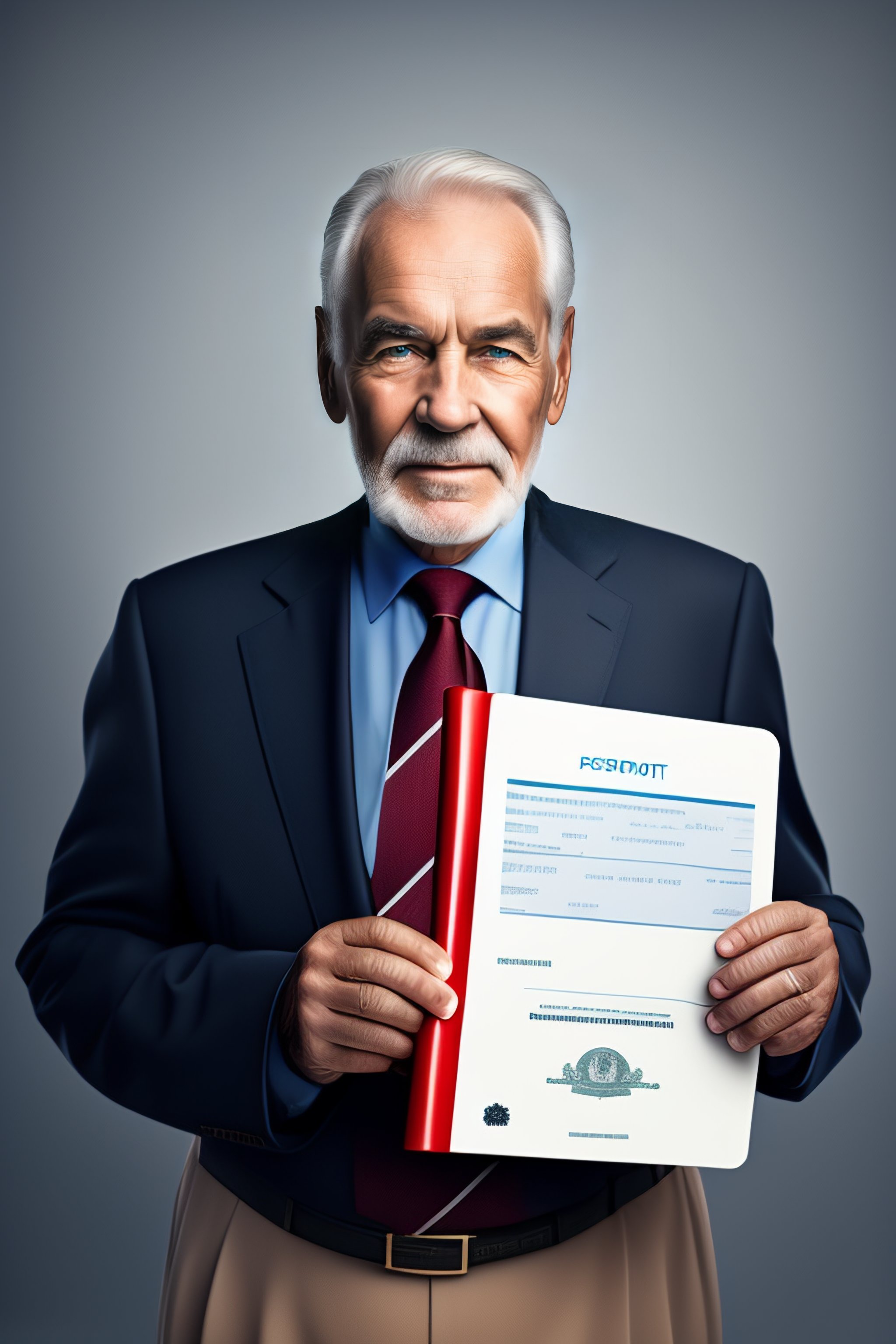 Lexica - Old man, document photoб passport, white background