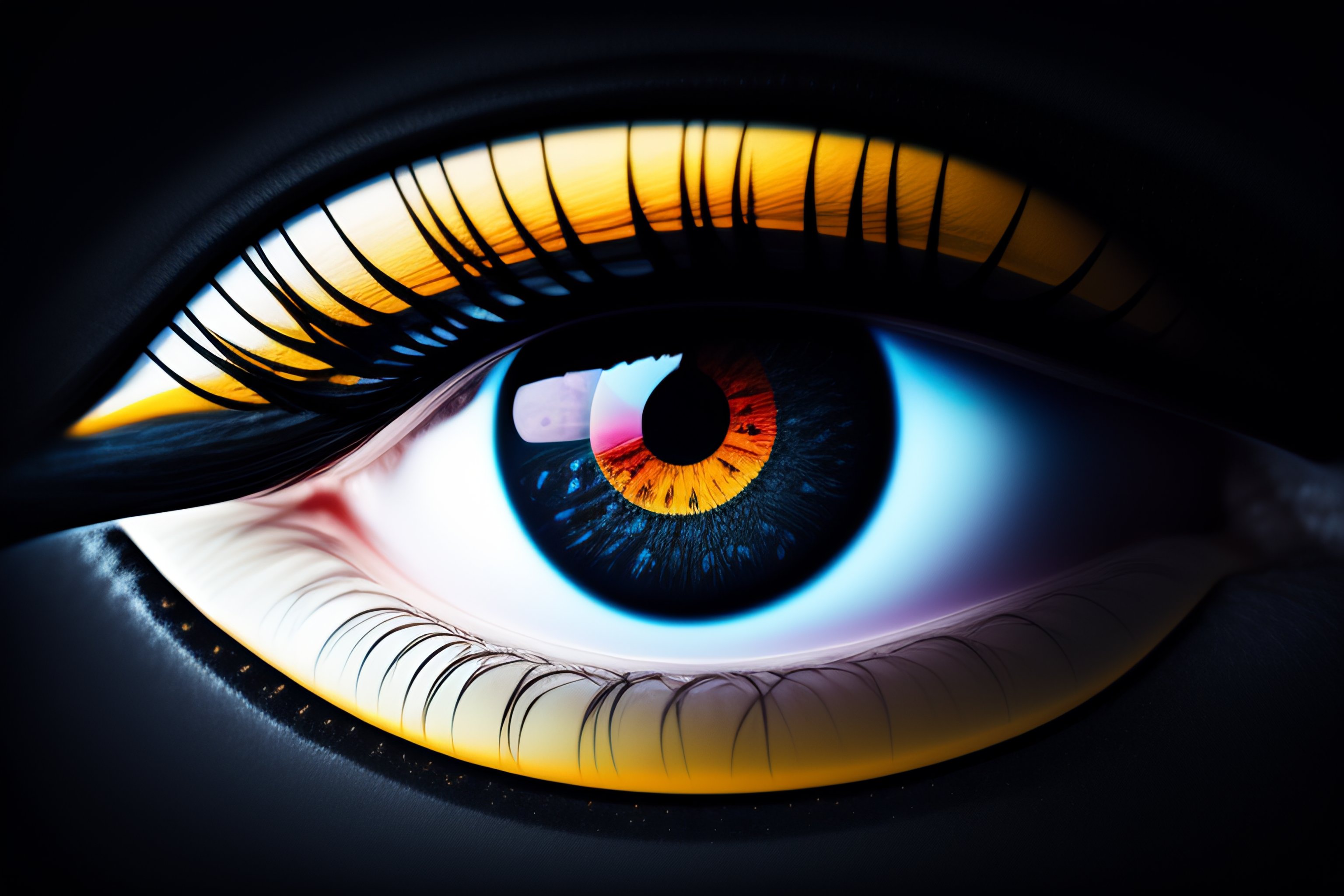Lexica - Artistic technology, black background, eye