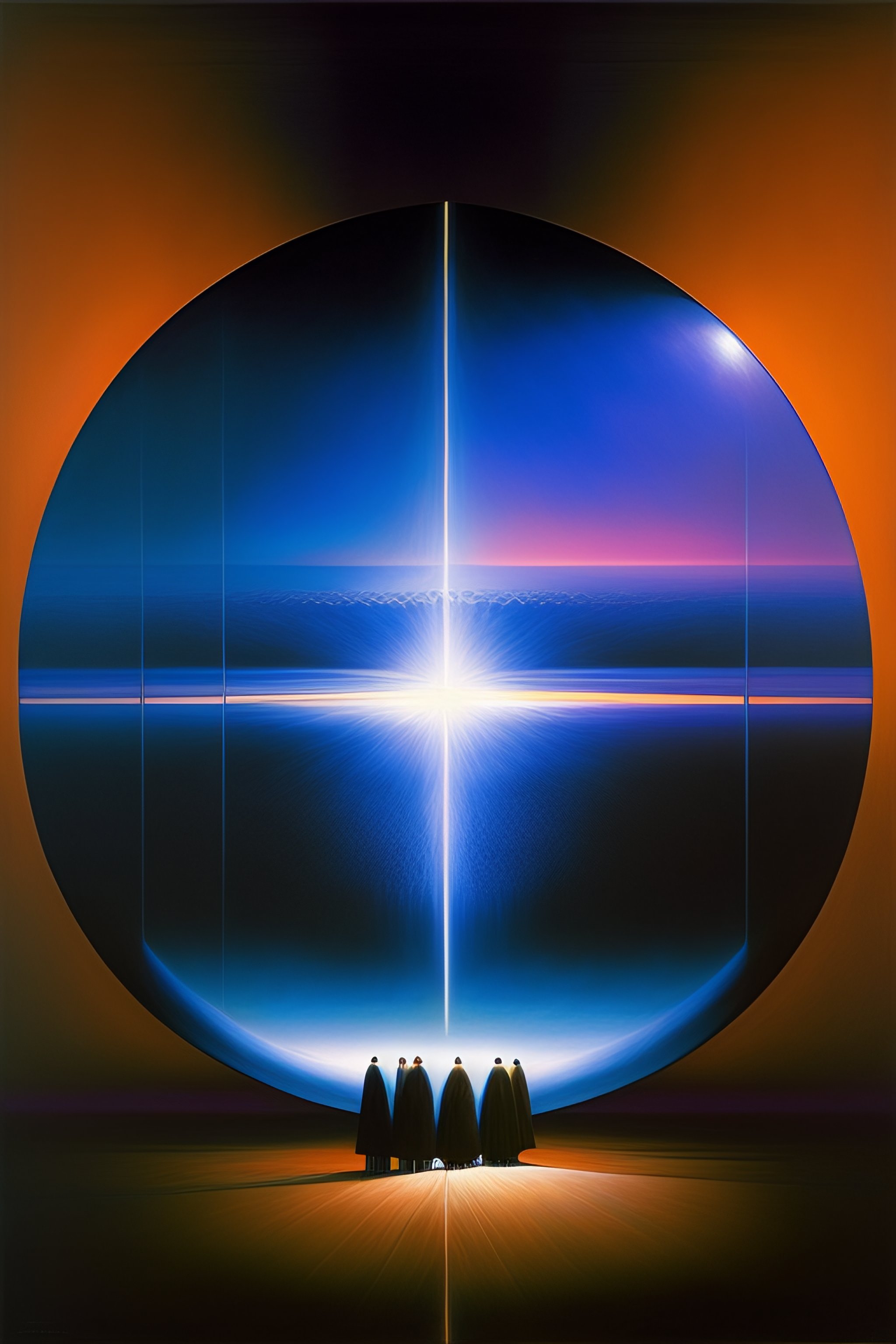 Lexica - Worshippers in robes huddled around a very complex gigantic ...