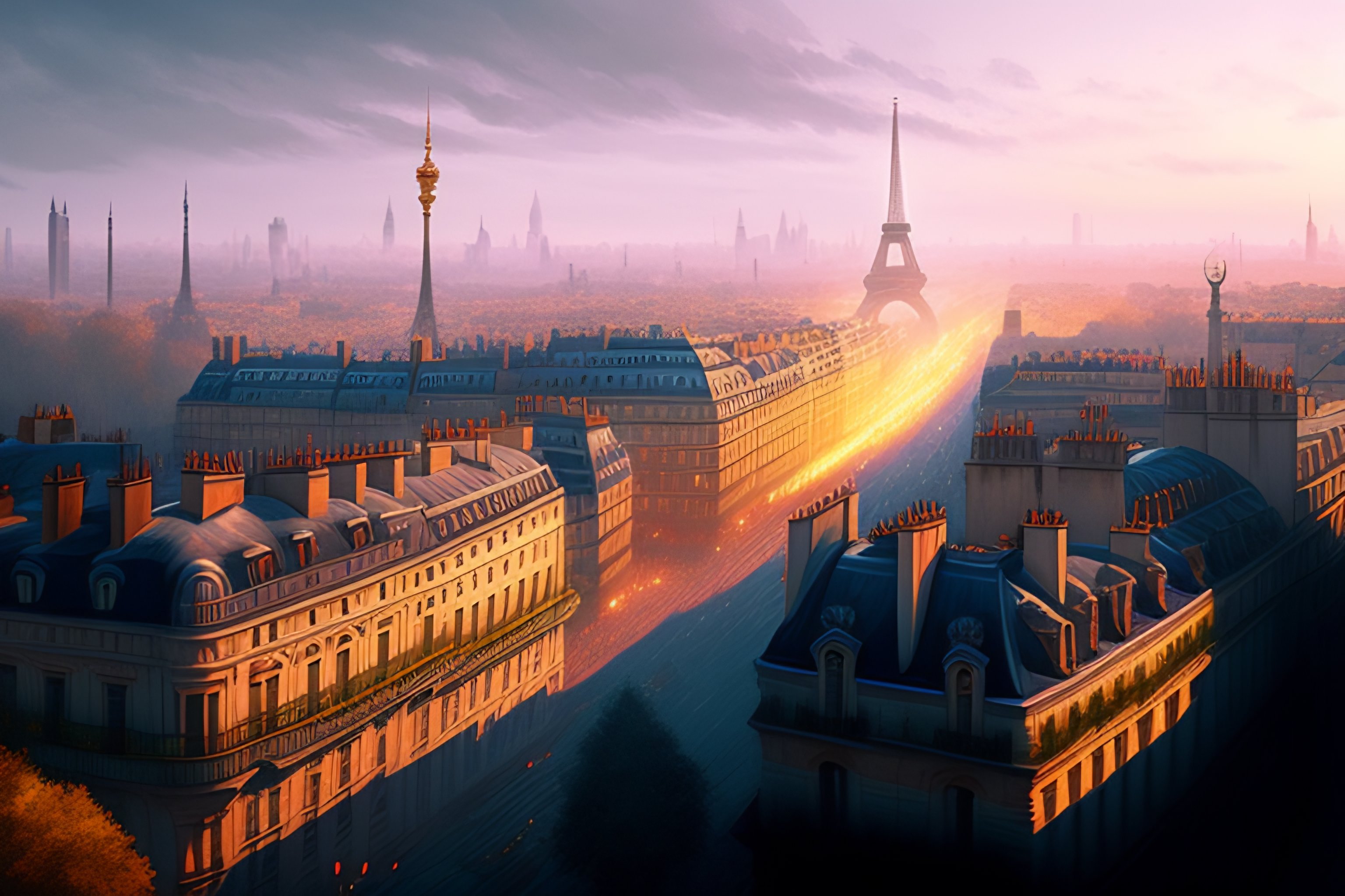 Lexica - Paris, City skyline, Aerial view, Medieval town, intricate ...