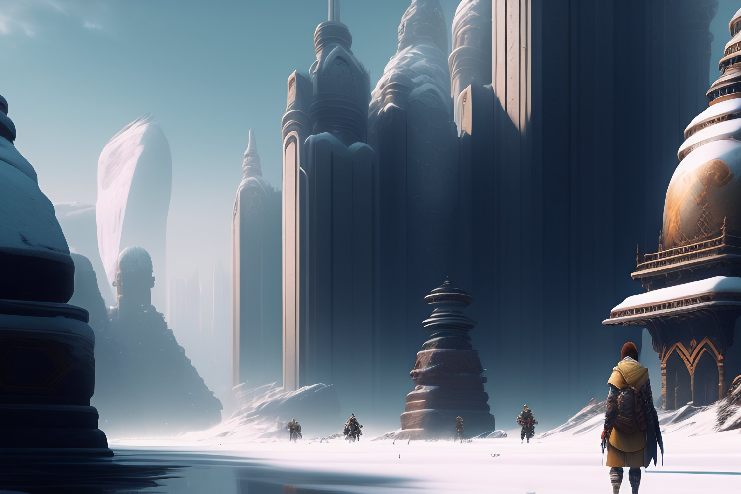 Lexica - A city of white and gray stones, abandoned, haunted by a few echoes., 12k ursa ...