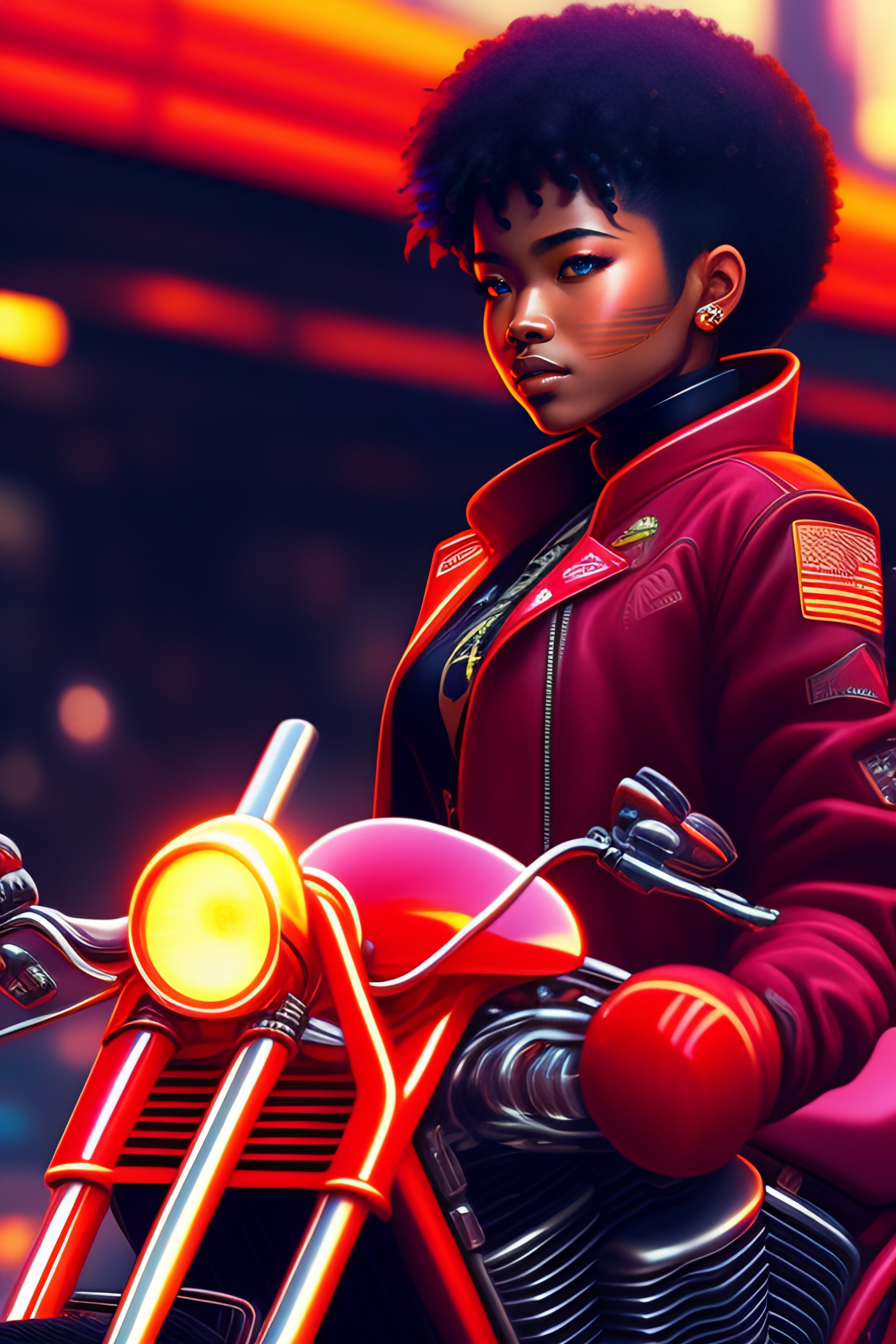 Lexica - Kaneda on his motorcycle in neo tokyo looking for akira, night ...