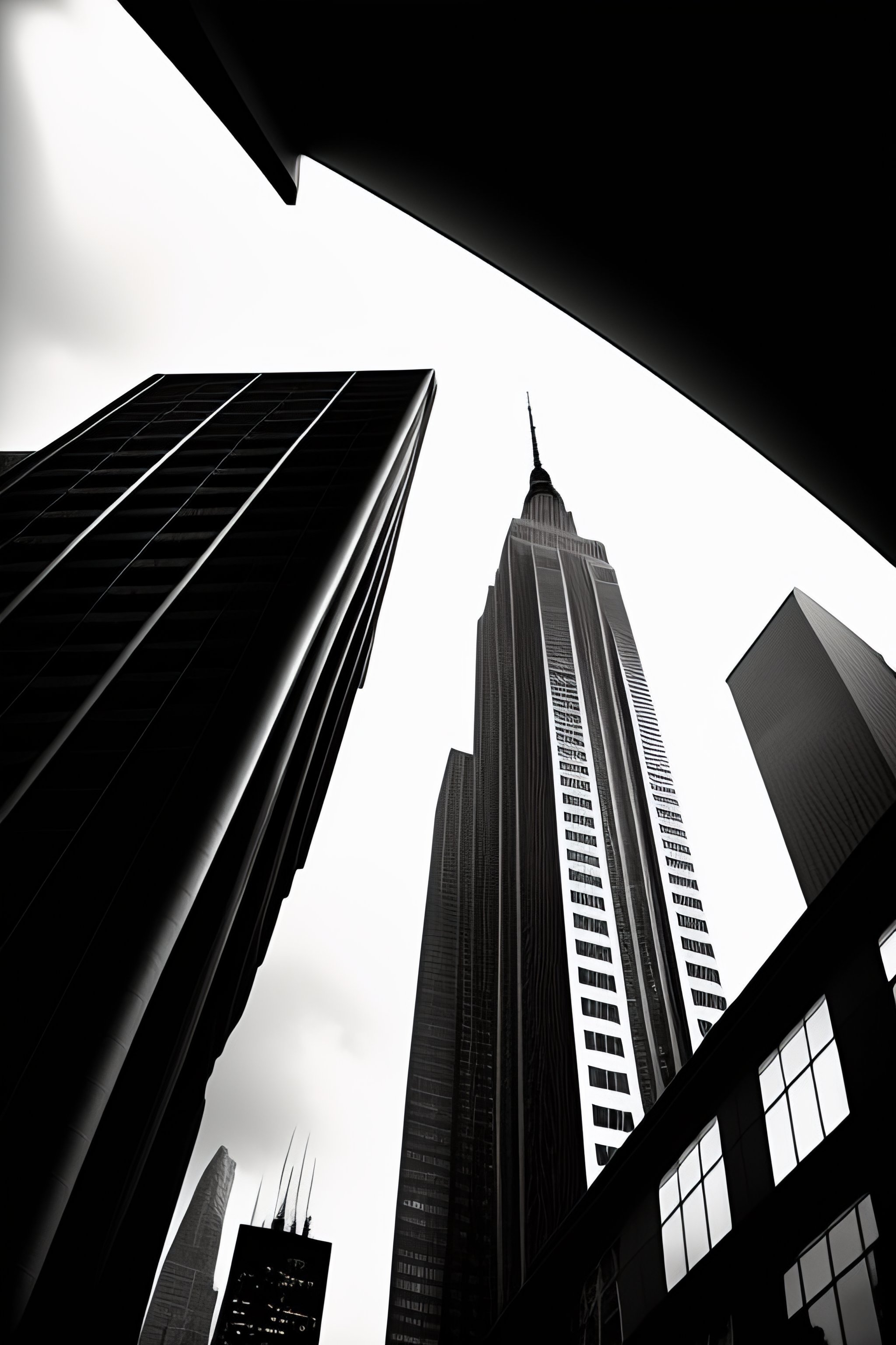 Lexica - Tall building, wide angle, gotham, dark, new york, from the ...
