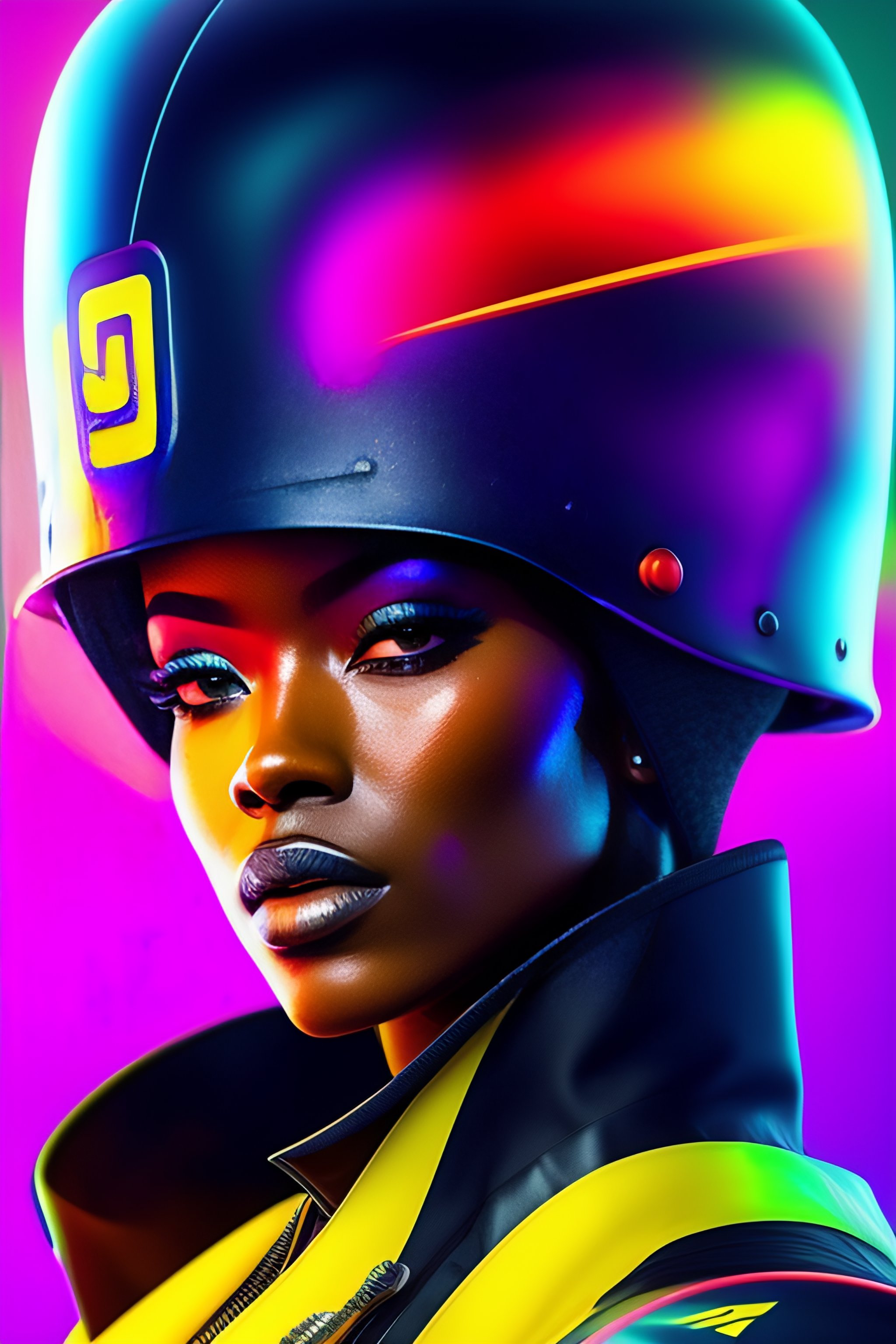 Lexica - GENO de fortnite futuriste avec une épée dans la main rouge fluo