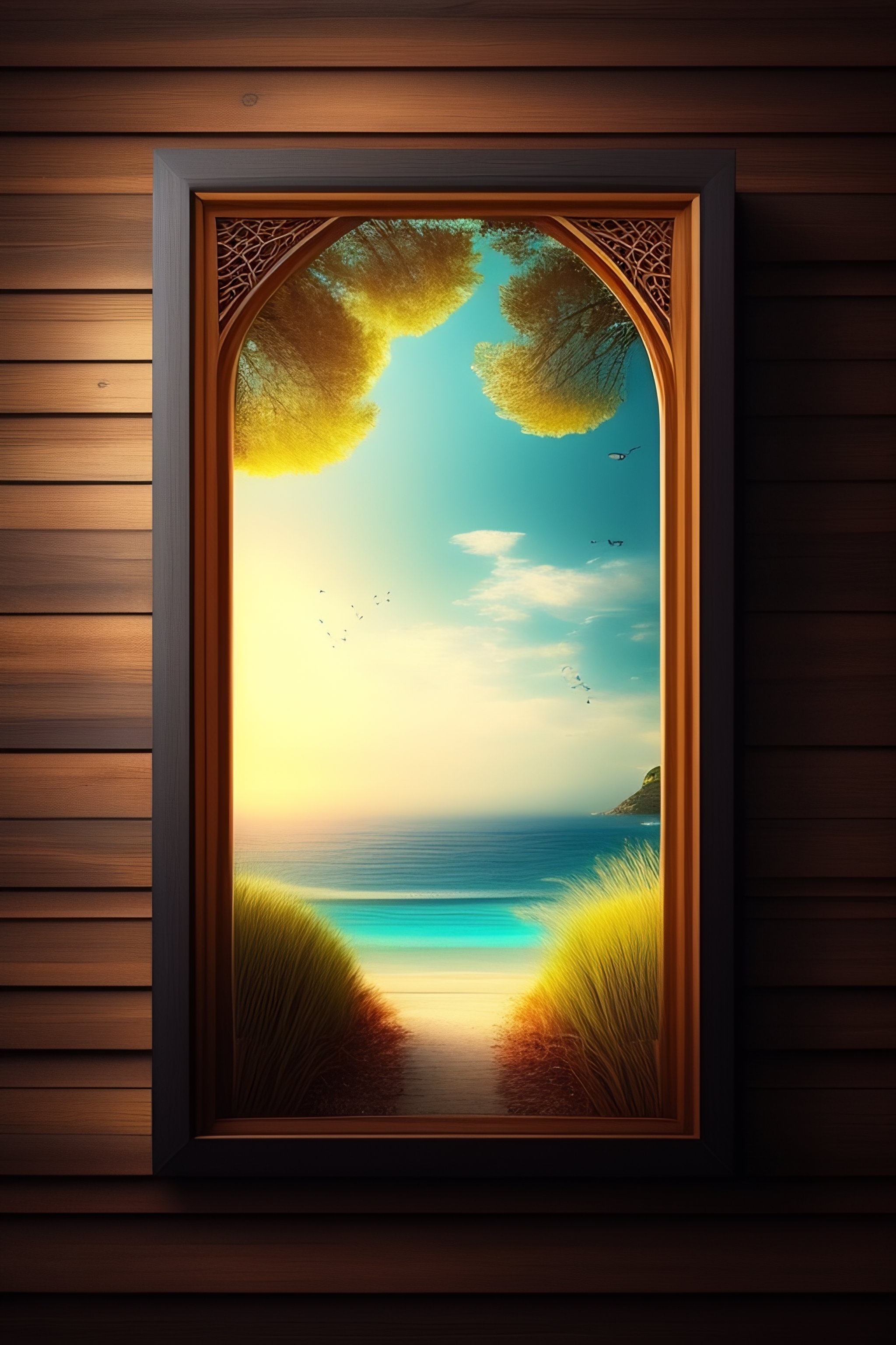 Lexica - Beautiful wooden frame wallpaper