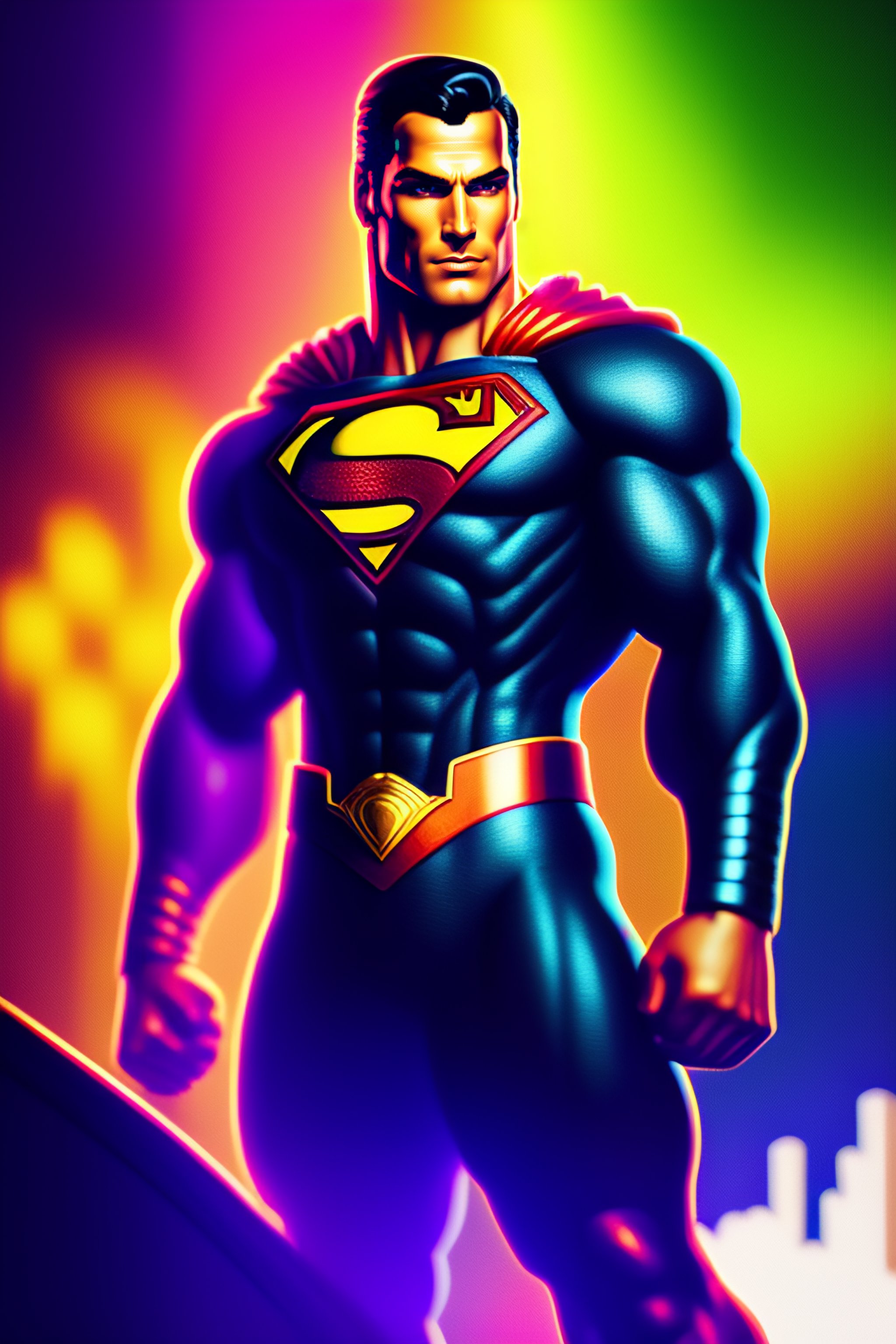 Lexica - Pixel image Superman destroyed diffuse city night background ...