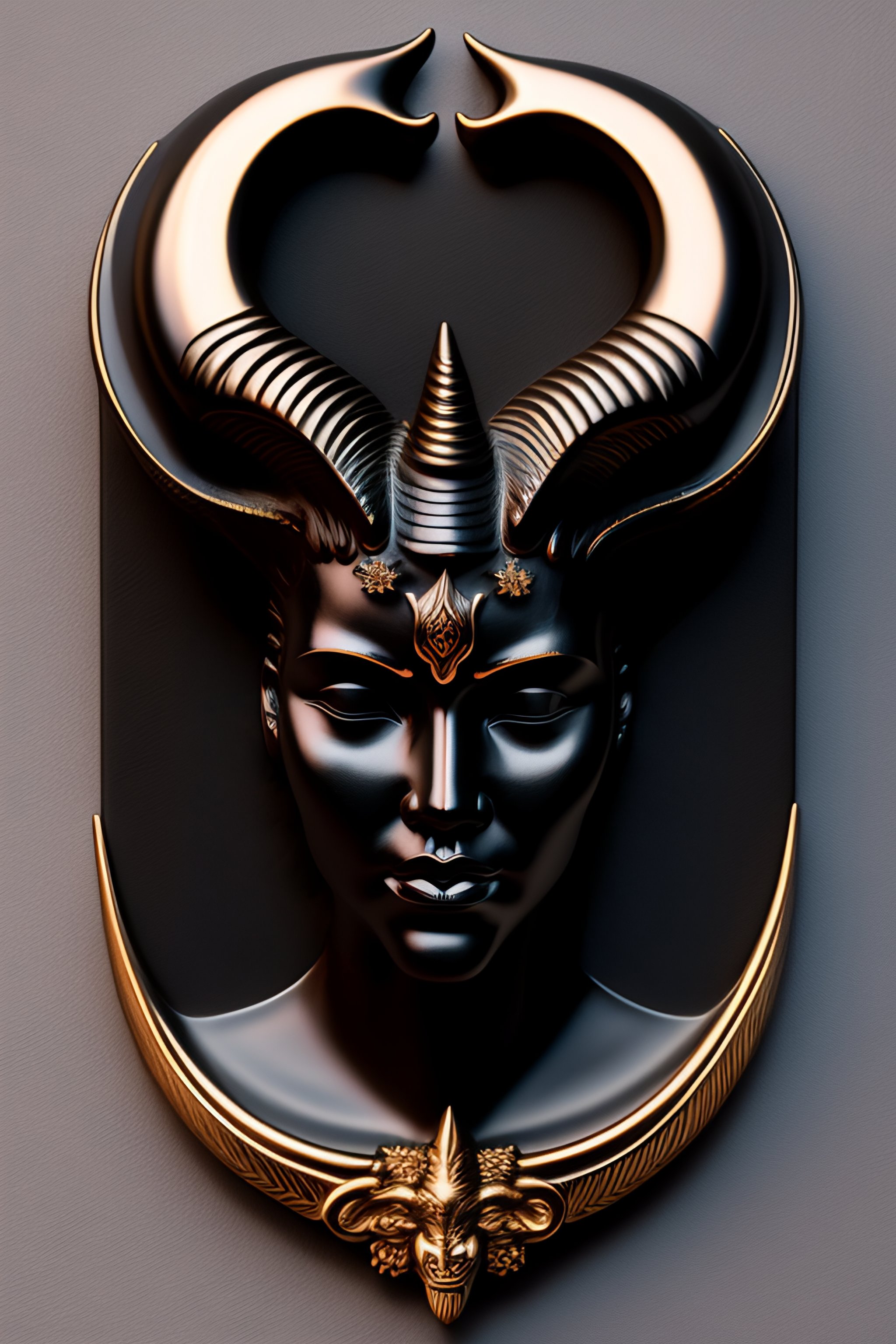 Lexica - Creat a carved face of baphomet black and rosegold portrait