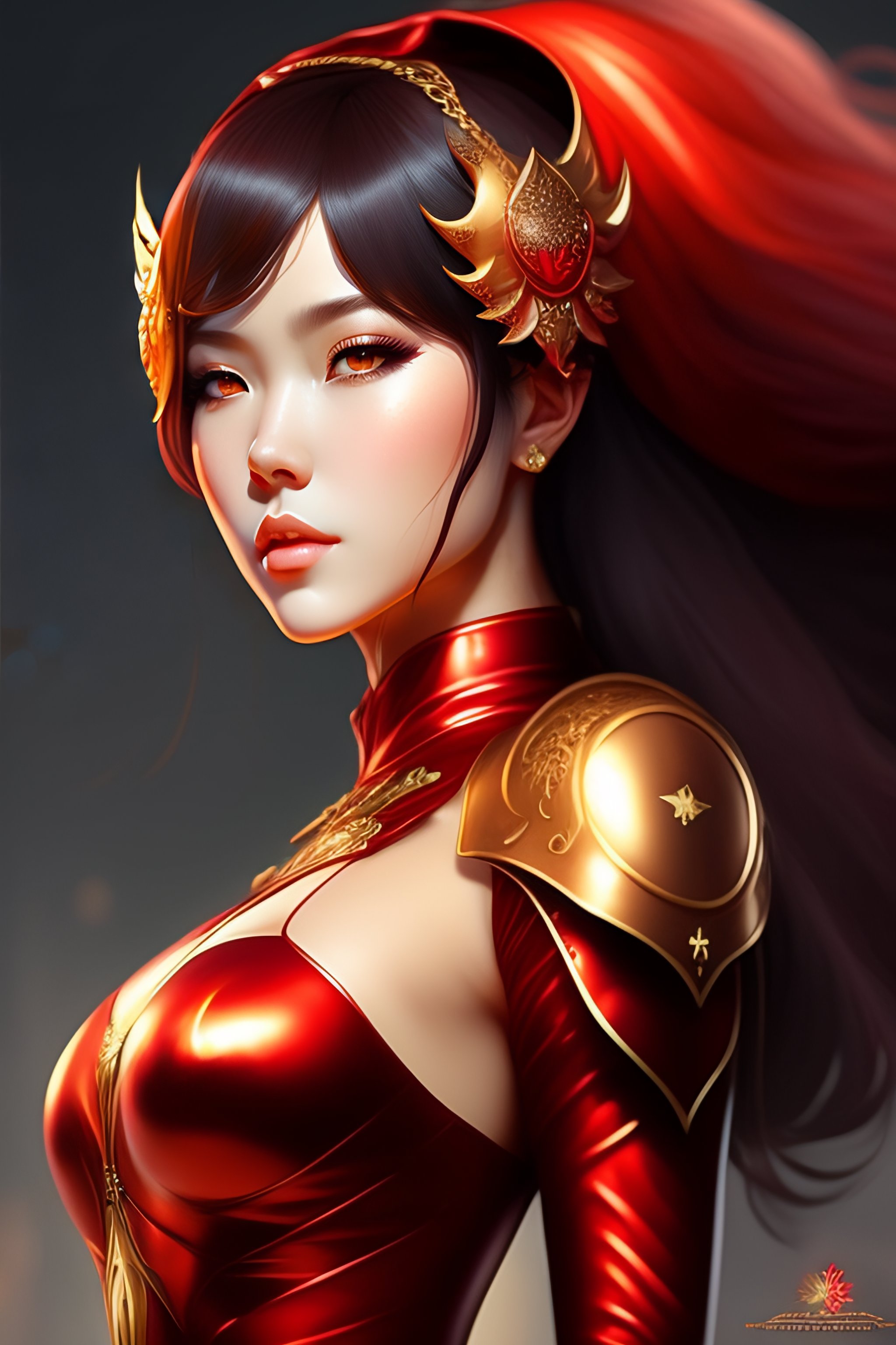 Lexica - A beautiful devil girl wear santa bodysuit armor,pretty face,key art, fantasy ...