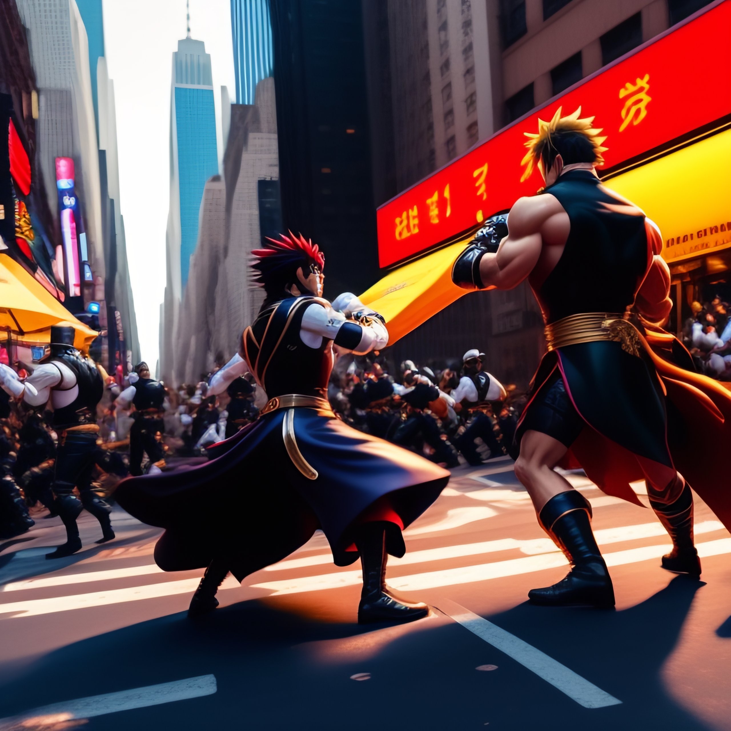Lexica - Anime style fight scene in new york city