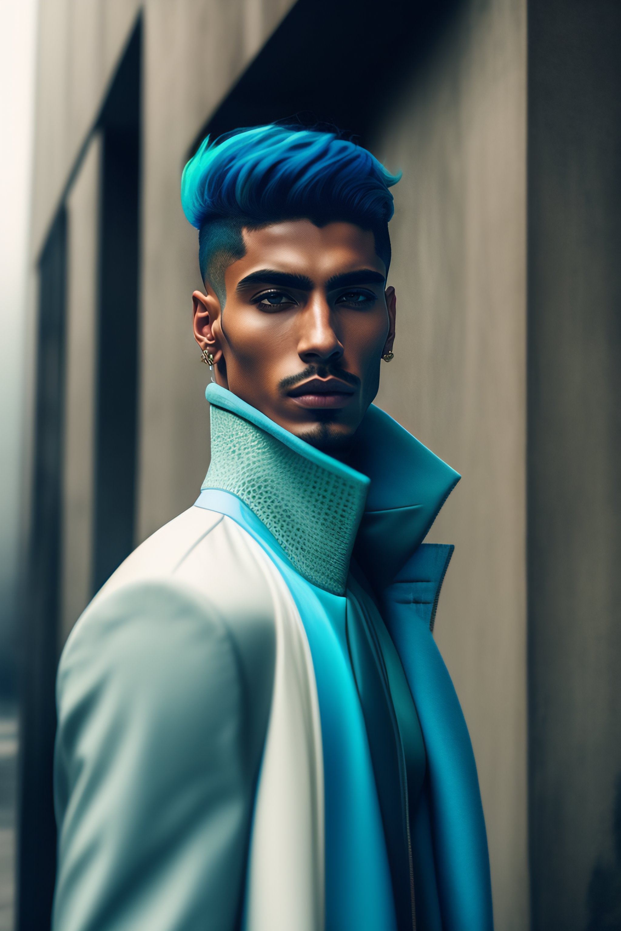 Lexica - Portrait of haute couture beautiful arab cyberpunk male V with ...