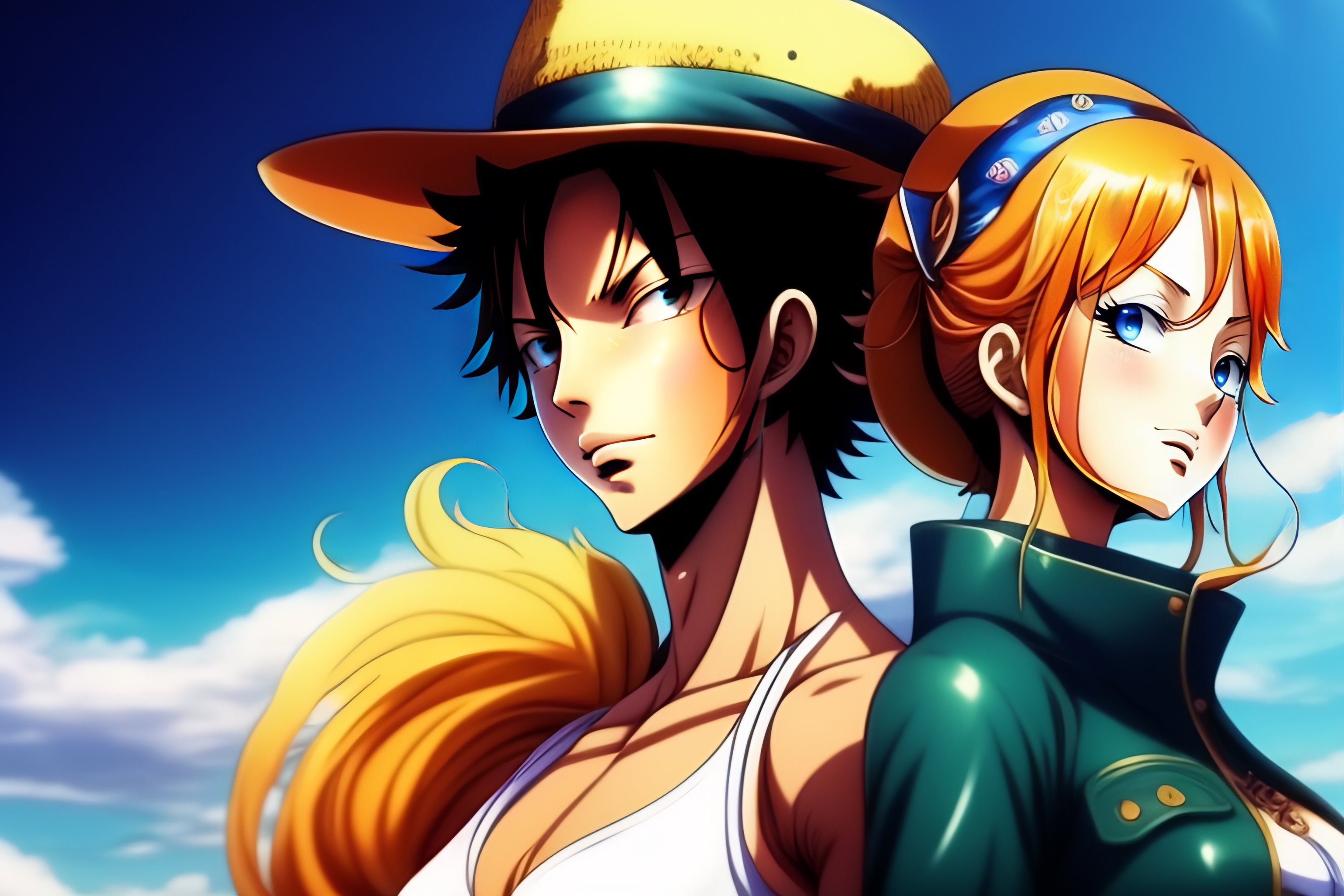 Lexica - Beautiful wallpaper of nami and luffi of one piece