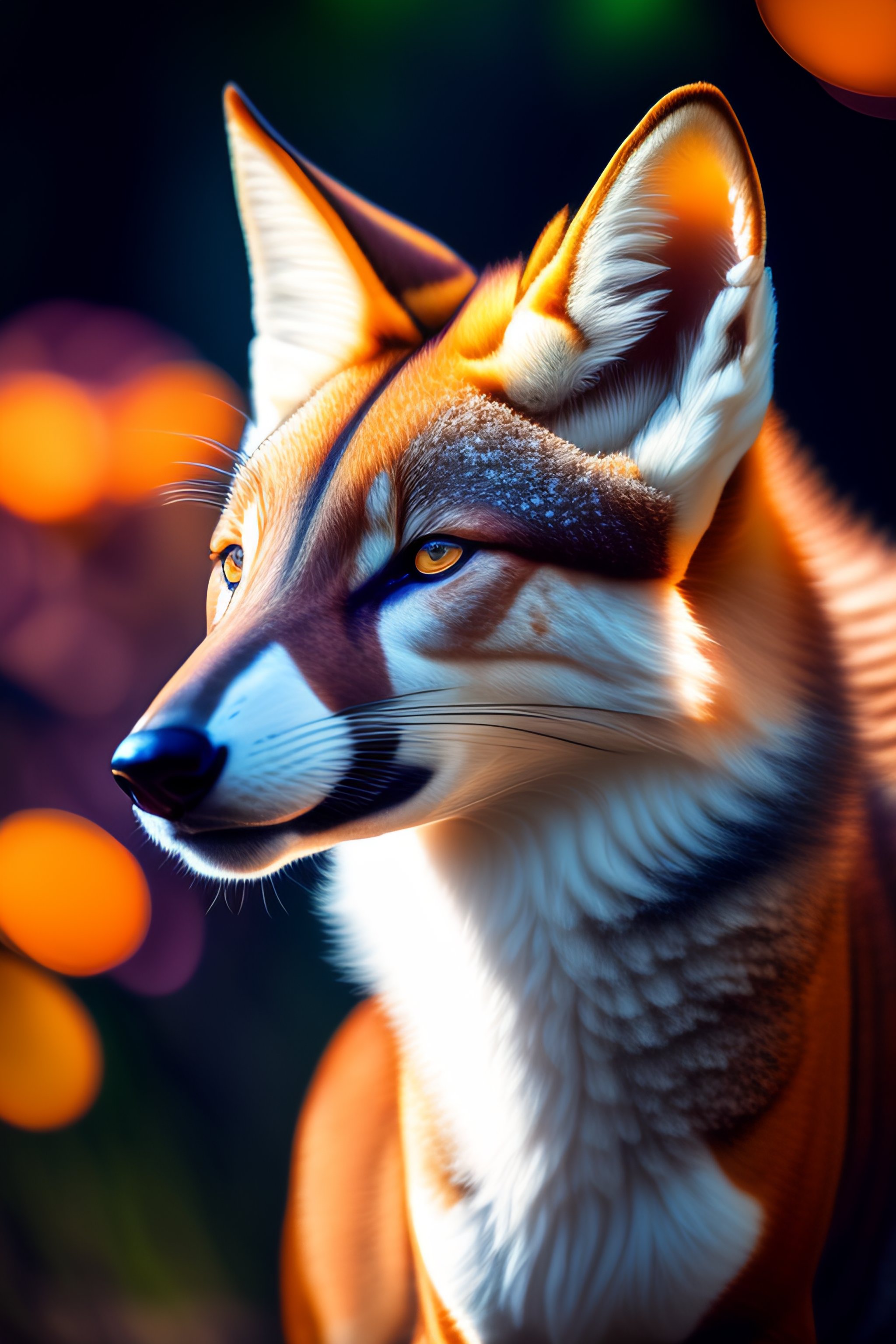 Lexica - Hyper close up photography of a majestic long ear kitsune ...