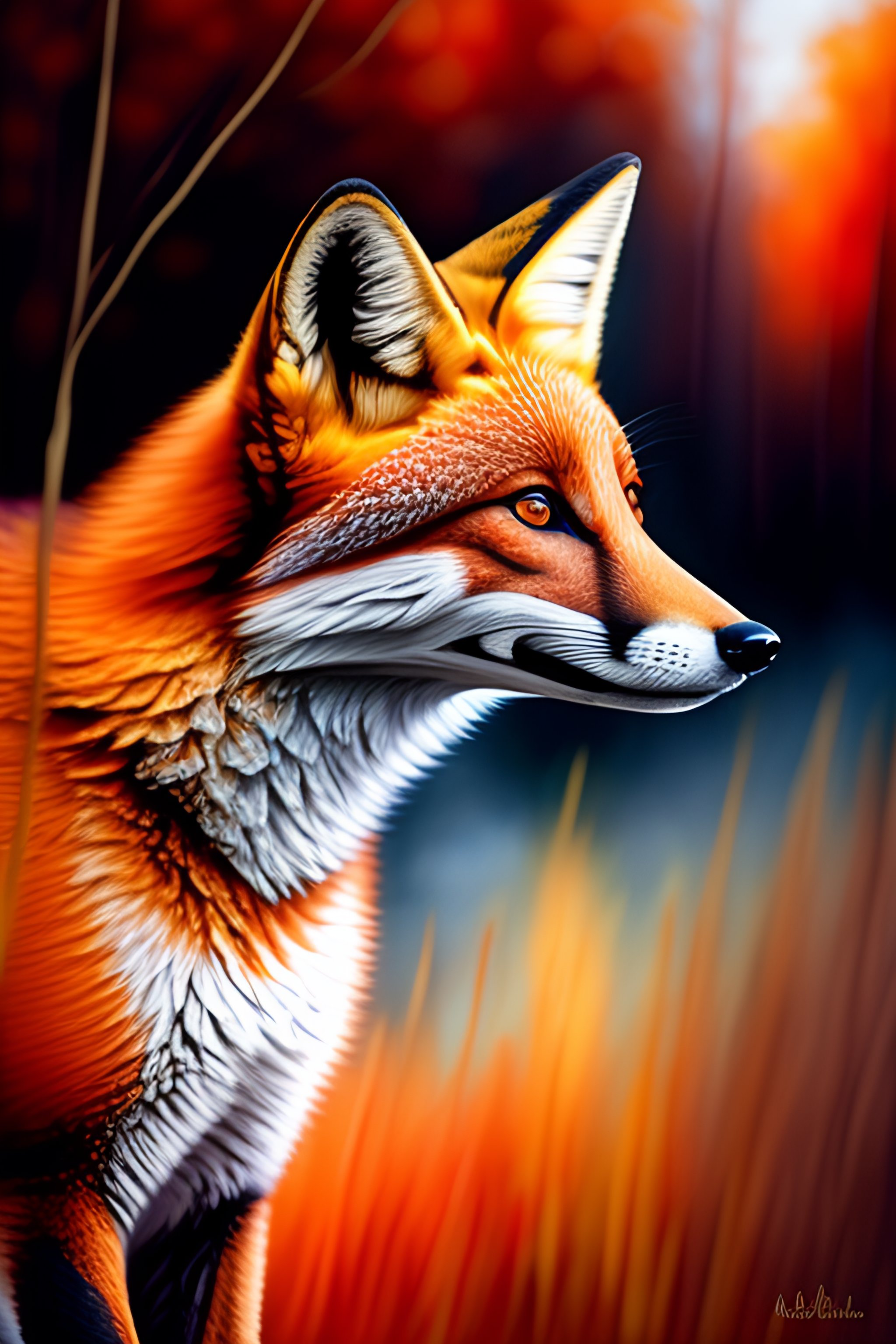 Lexica - Red brown fox looking to the sky, light water color painting ...