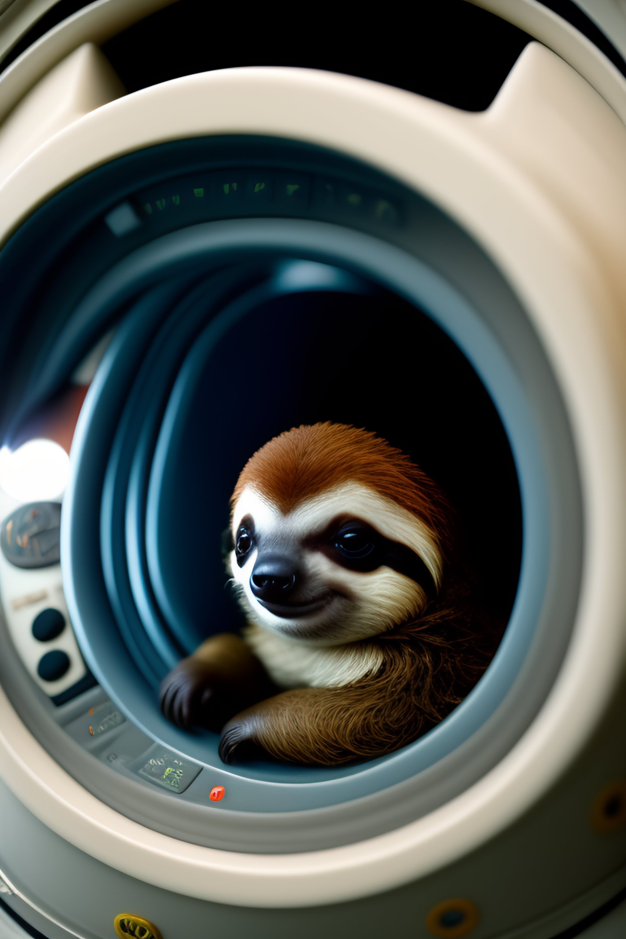 Lexica - A cute and tiny sloth captain inside the Space Shuttle's ...