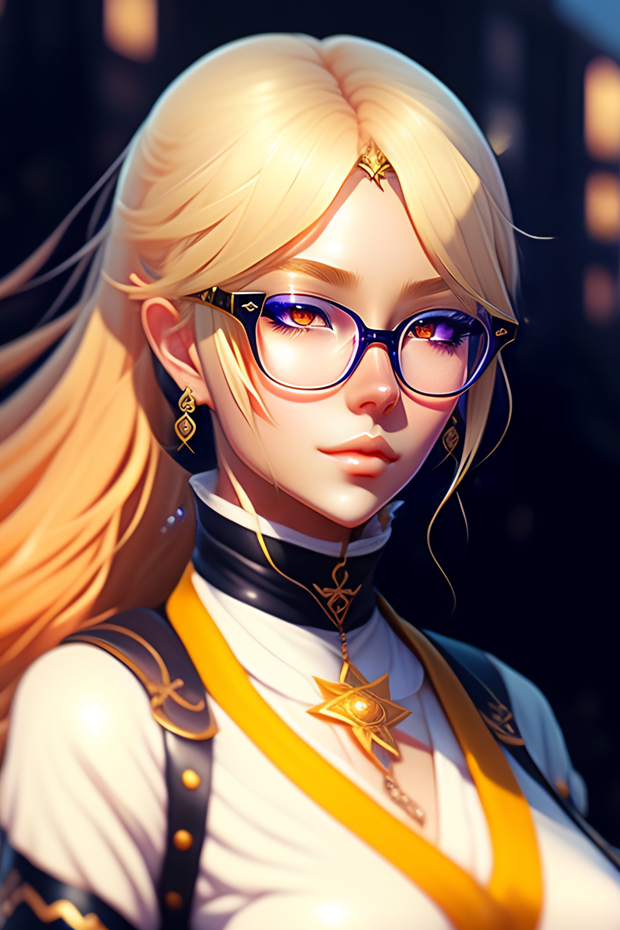 Lexica - Blonde haired gothic magical girl anime character with glasses ...