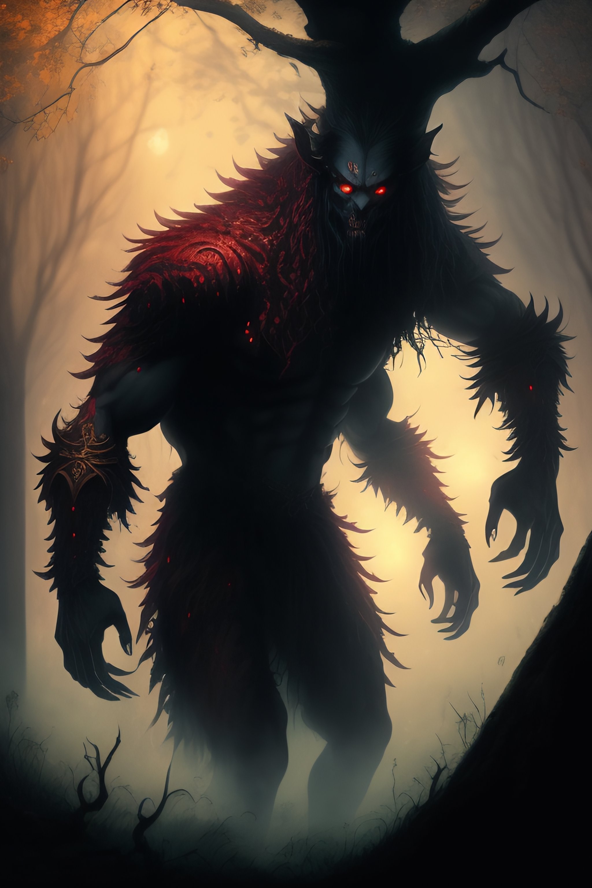 Lexica - A nightmarish mysterious demonic bloody humanoid with tree ...