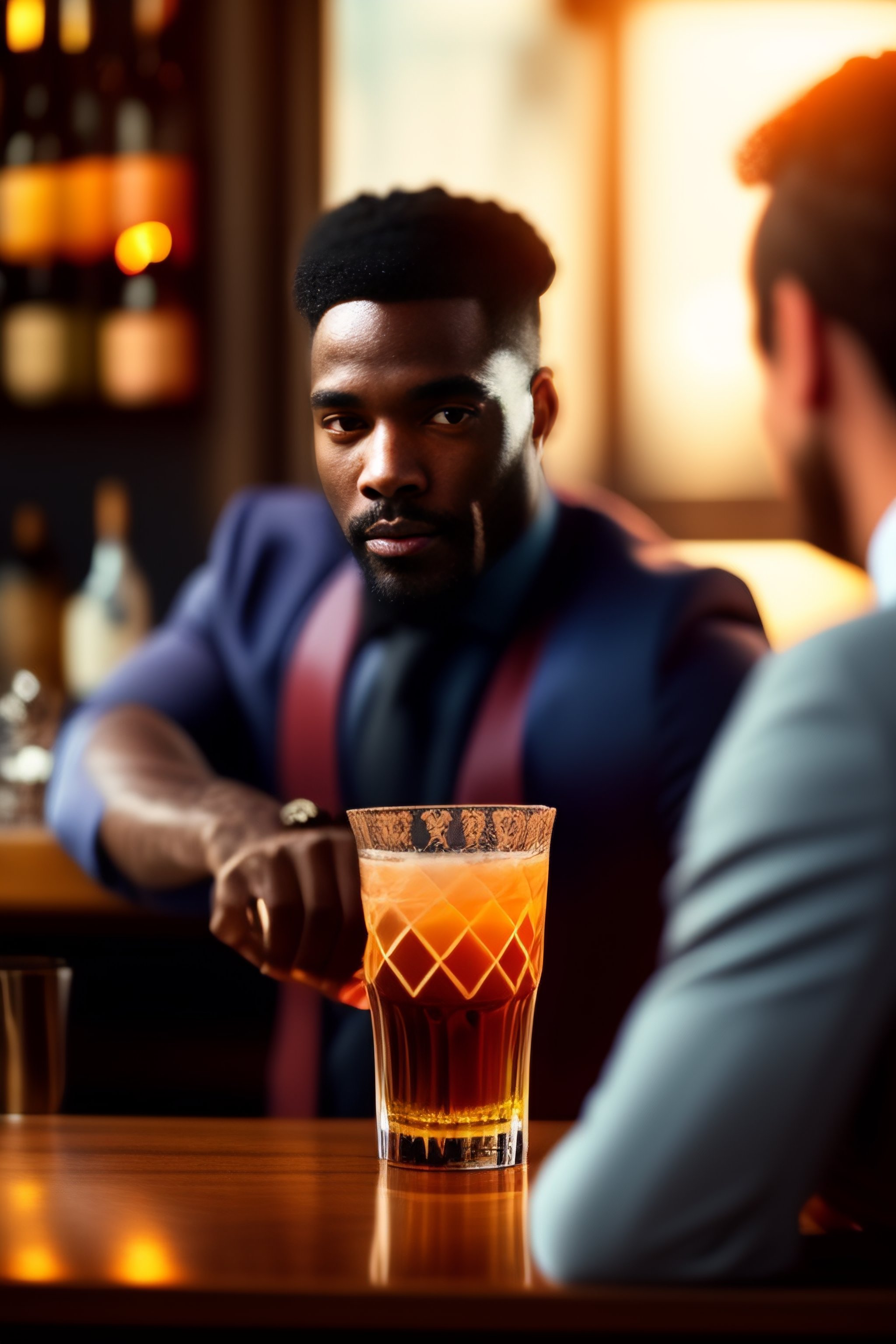 Lexica - Black bartender drinking with friens