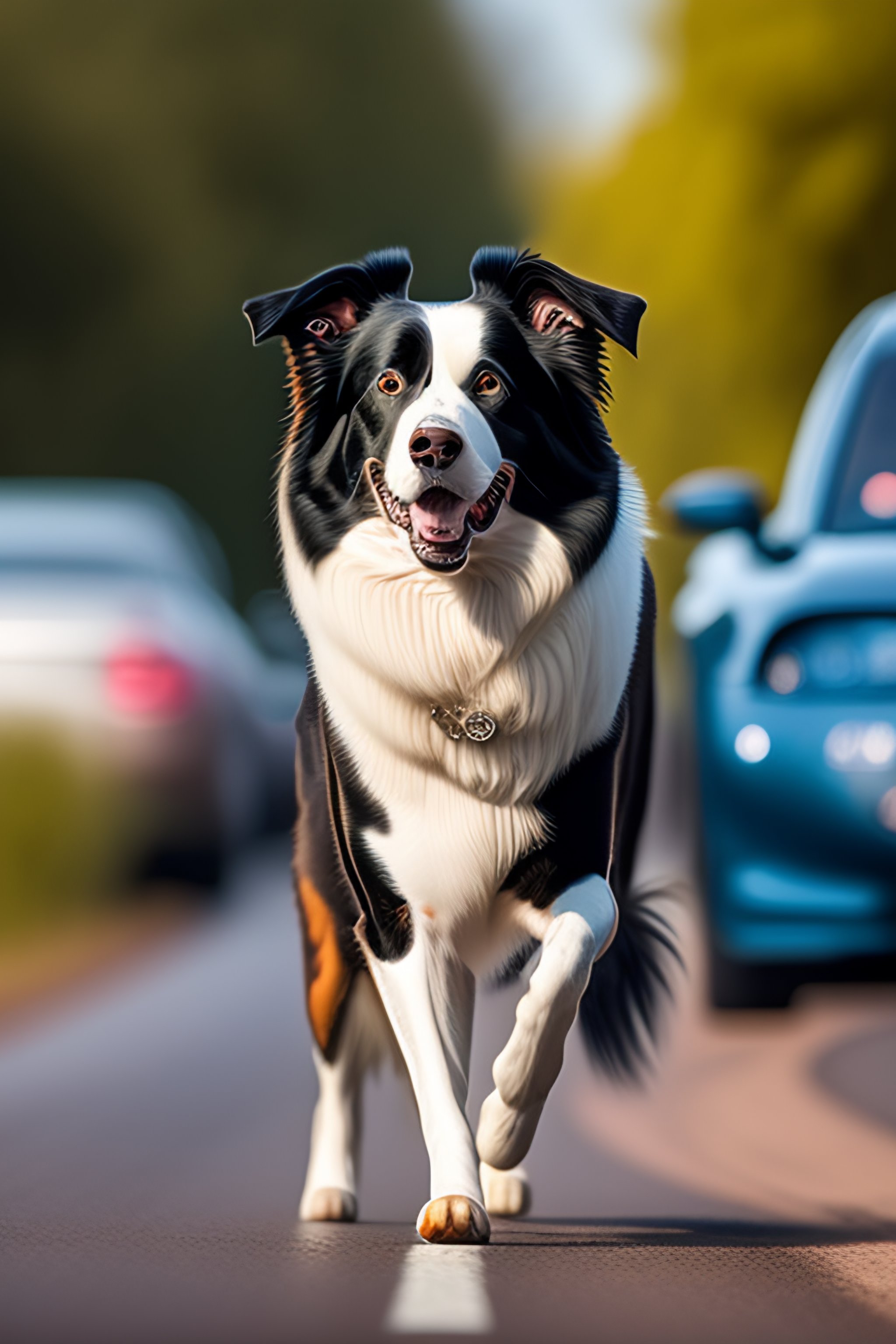 Lexica - A border collie driving an open sportscar