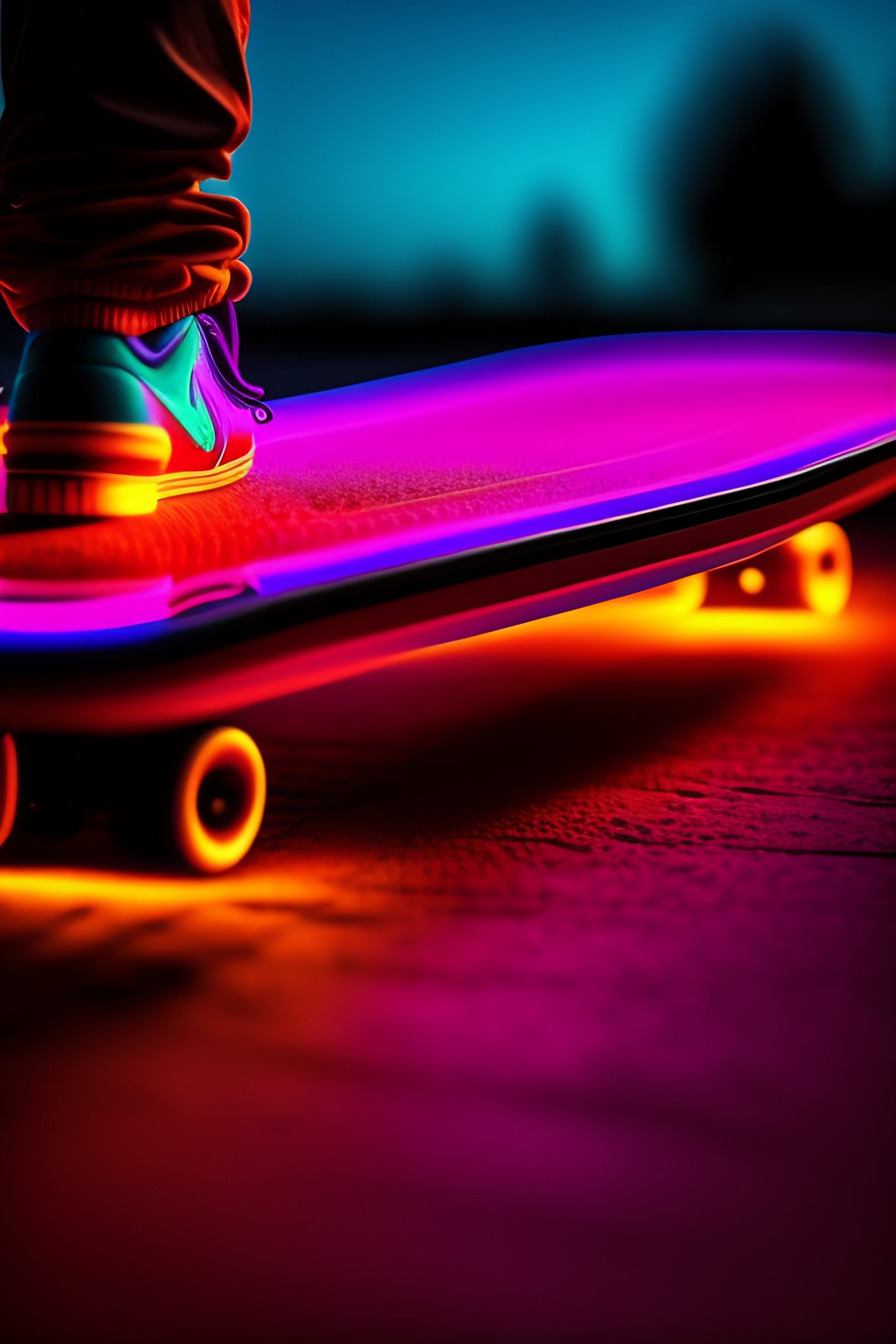Lexica - Skateboard in macro neon