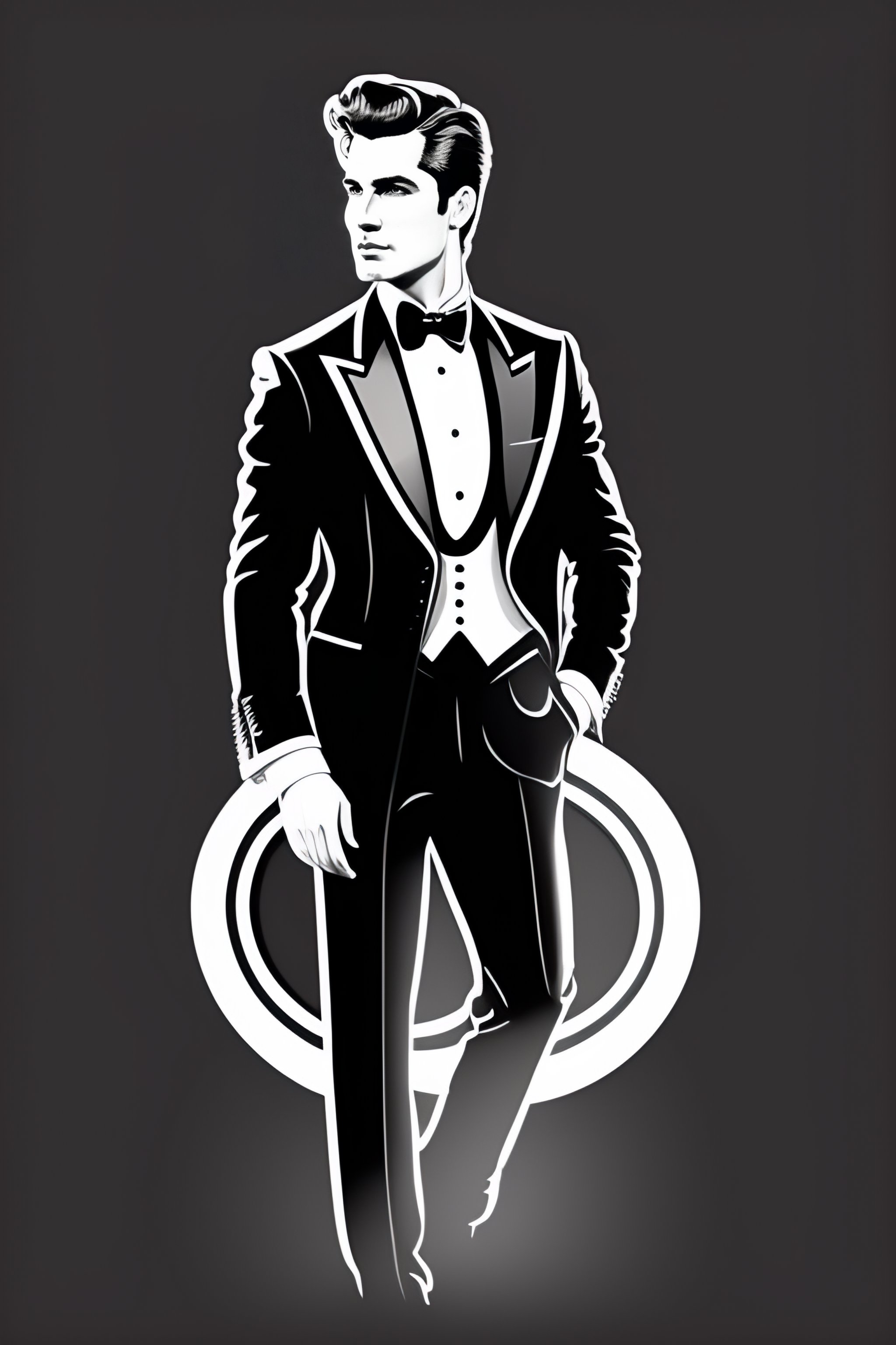 Lexica - Tuxedo Costume Design, black and white, realistic line art ...