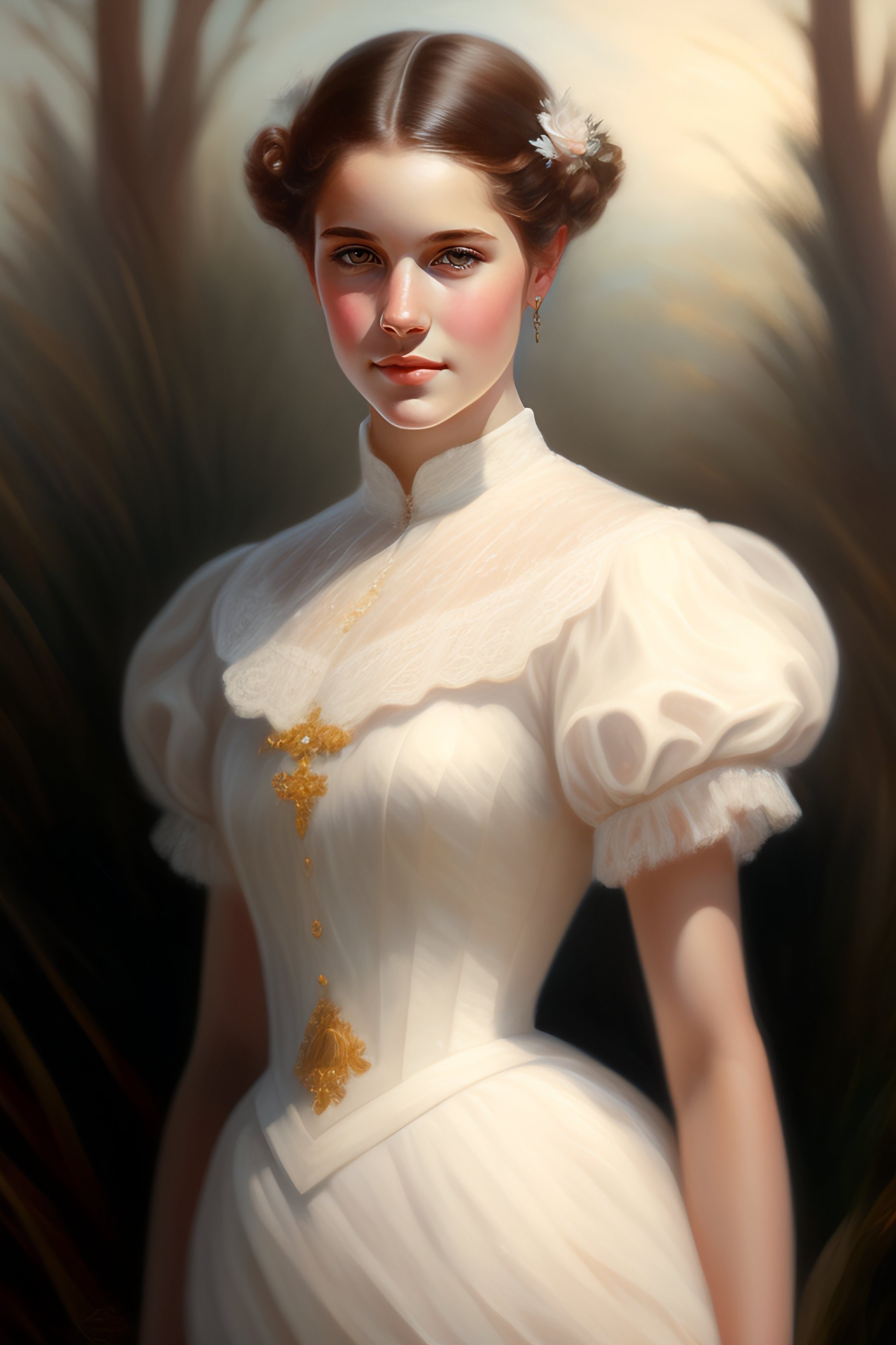 Lexica - Girl from american 1890s, elegant, white dress, white skin ...