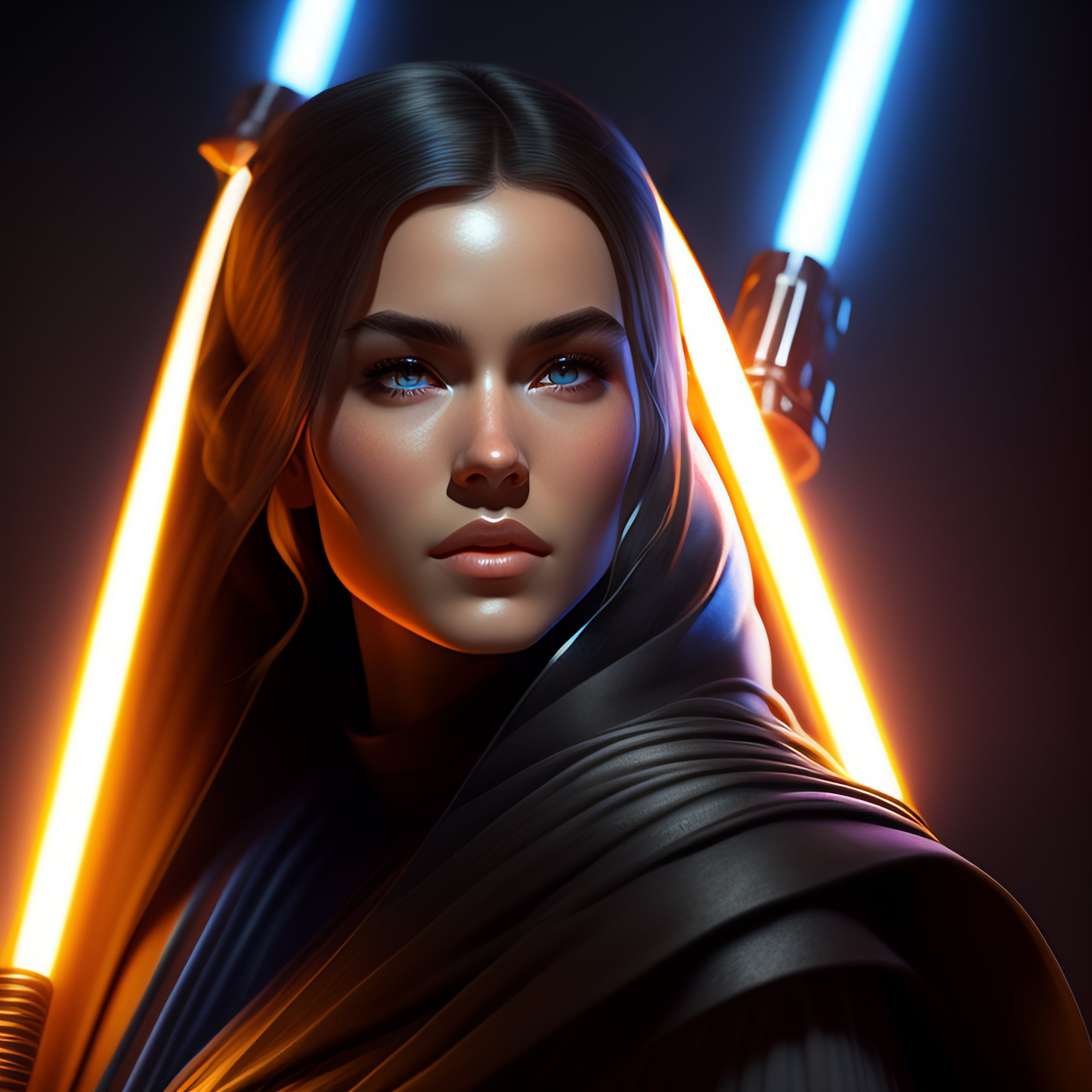 Lexica - Professional portrait of young jedi woman with a lightsabre, star wars, by artgerm and ...