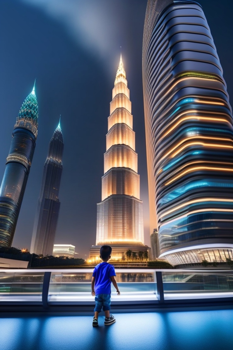 Lexica - A boy vacation at klcc tower, world photography image by steve ...