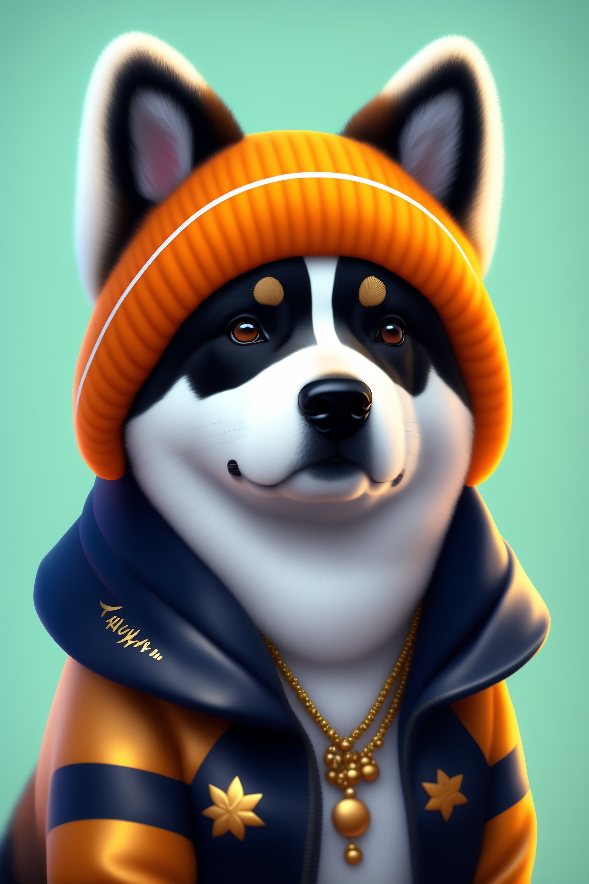 Lexica - CUTE AND ADORABLE CARTOON FLUFFY AKITA INU WITH CAP , FANTASY ...