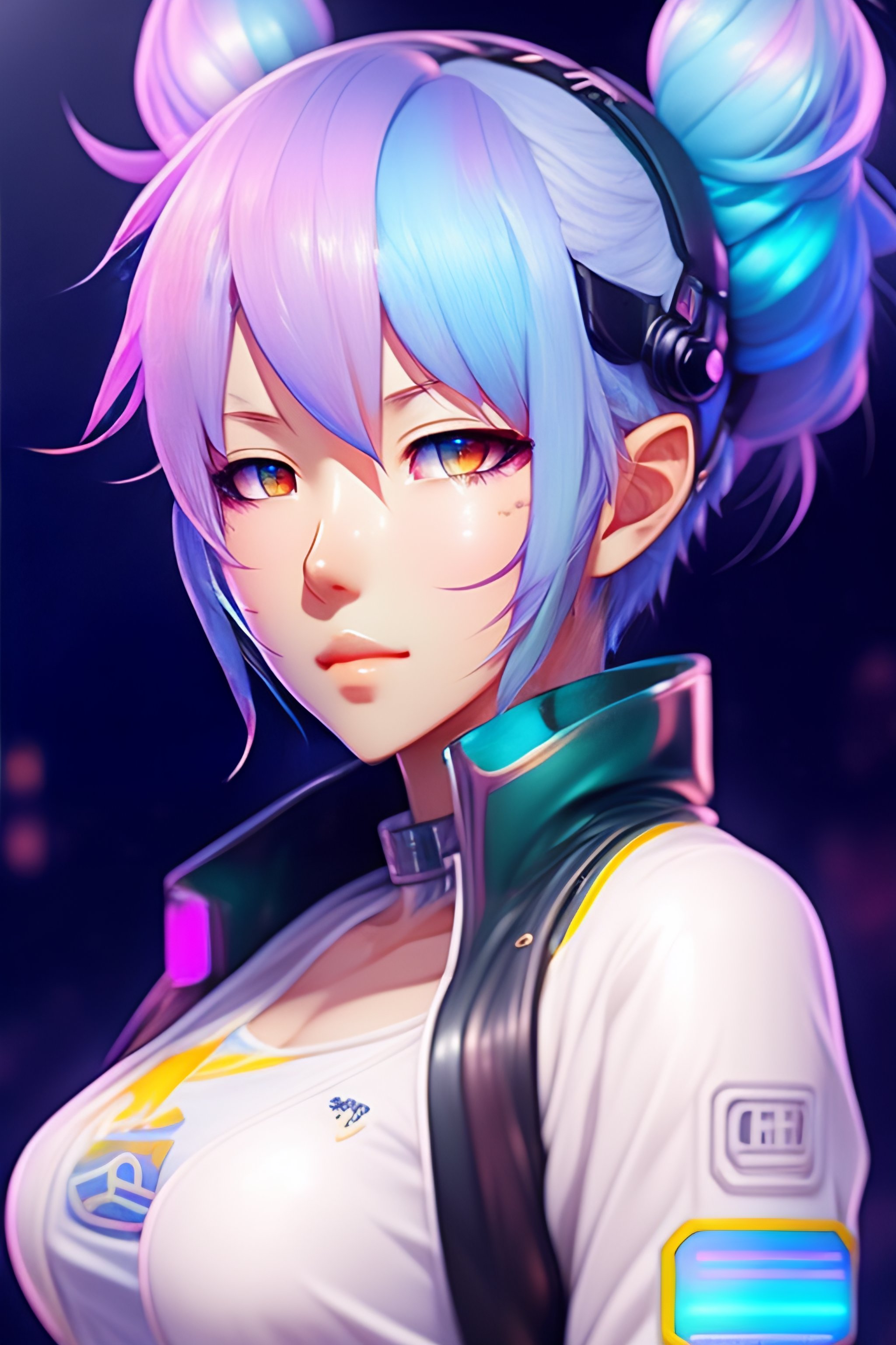 Lexica - Anime cyberpunk Hatsune Miku with Pastel Rainbow white blue ...