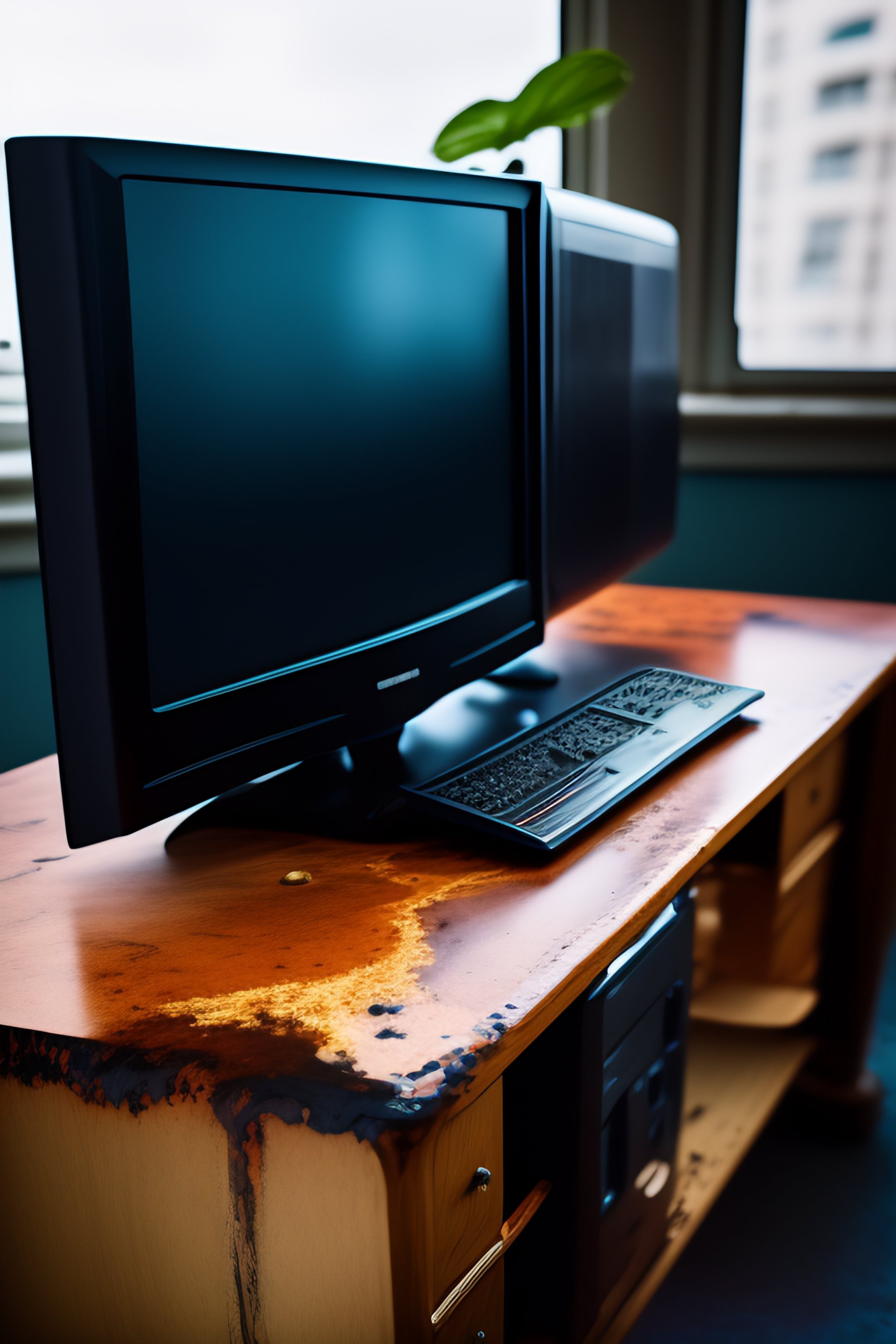 Lexica - Abandoned damage corroded computer on a desk