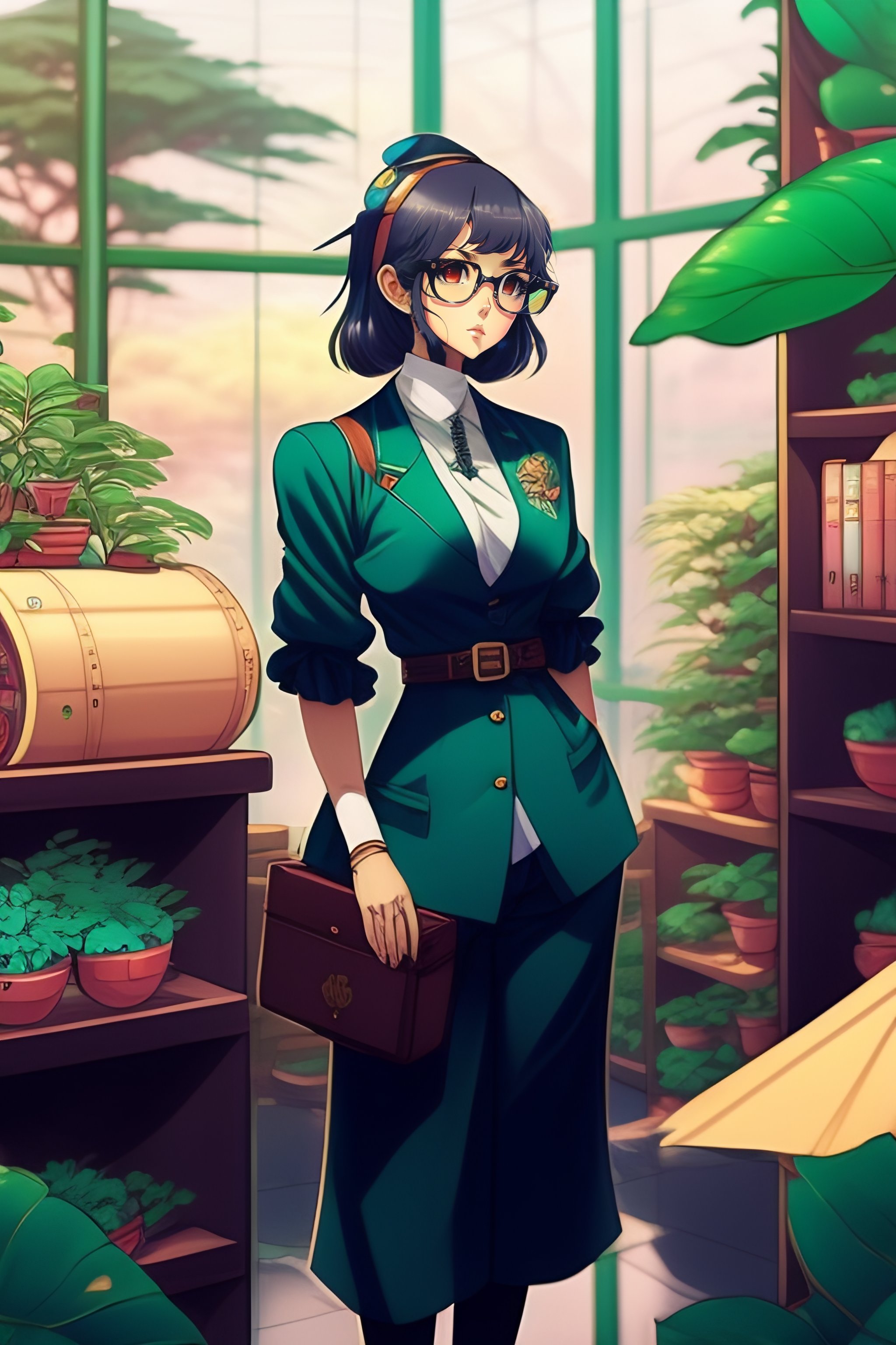 Lexica - In the style of 90's vintage, anime art of a stylish librarian ...