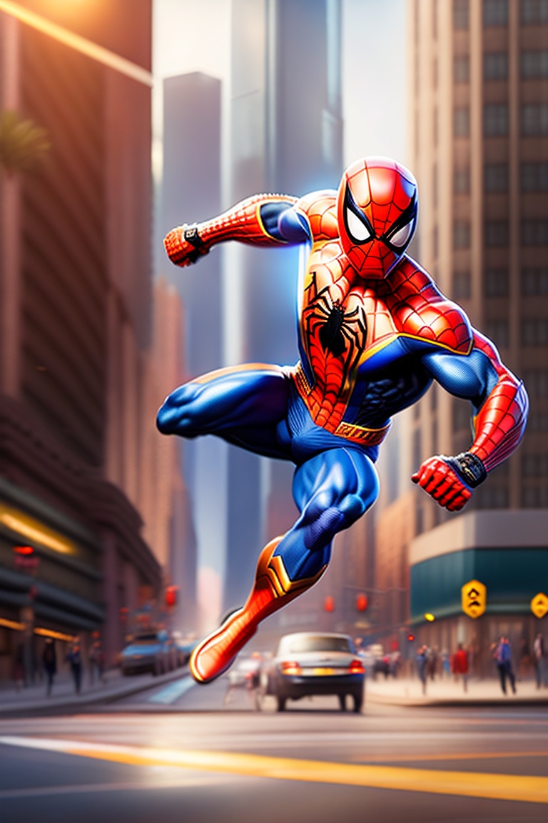 Lexica - Spider-Man swinging through the city: Show Spider-Man in mid ...