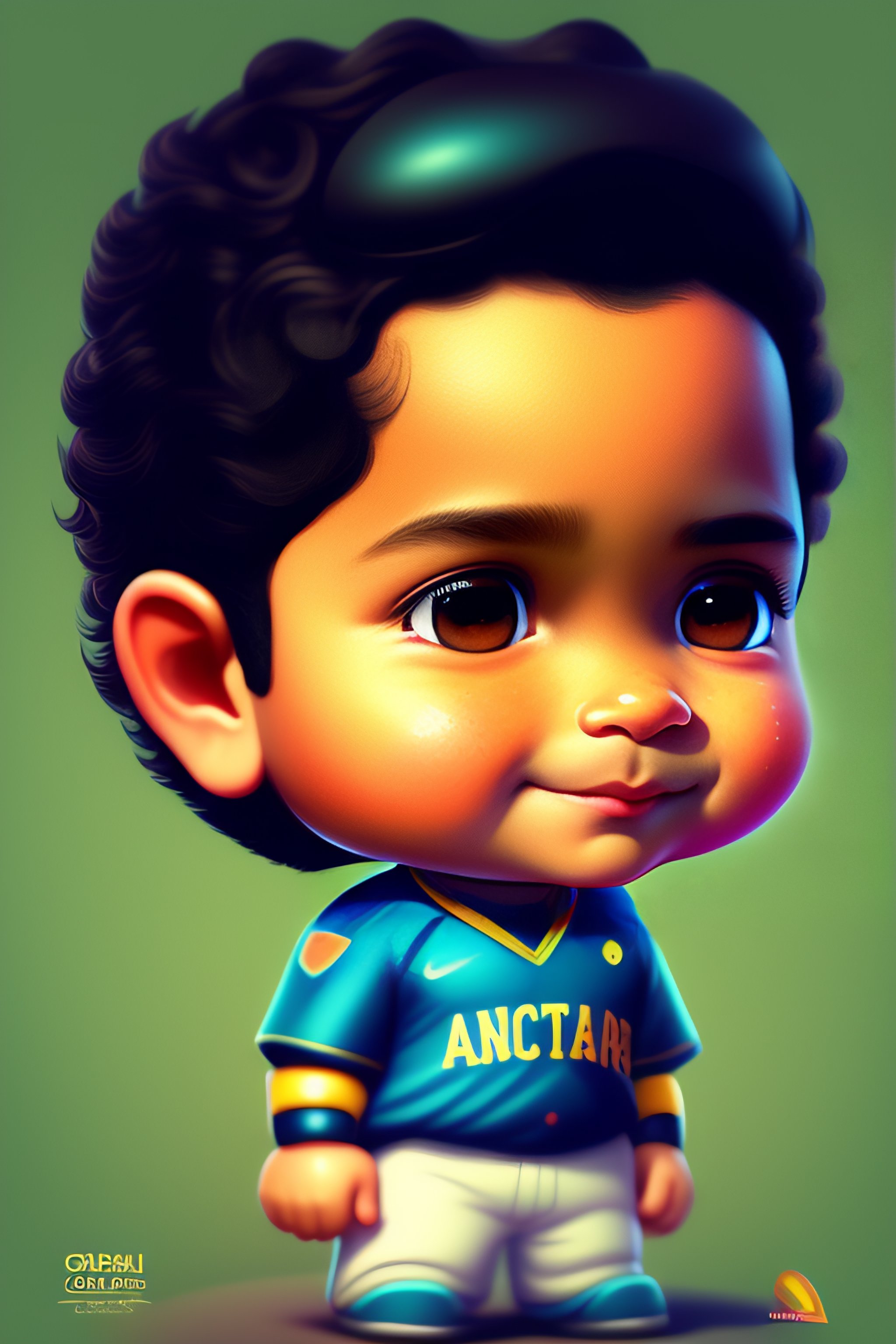 Lexica - Sachin Tendulkar, Cute and adorable cartoon, baby face ...