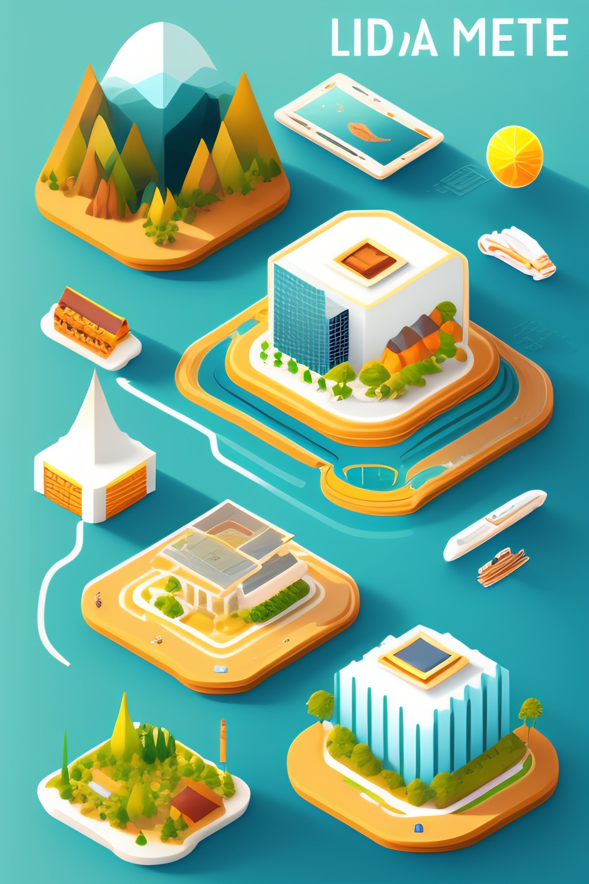 Lexica - Data connection nodes, vector graphic metaverse. Isographic