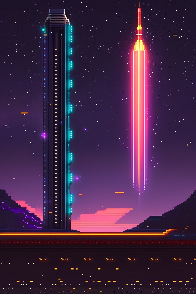 Lexica - Vertical Space Shooter Background, pixel art, stars, black ...