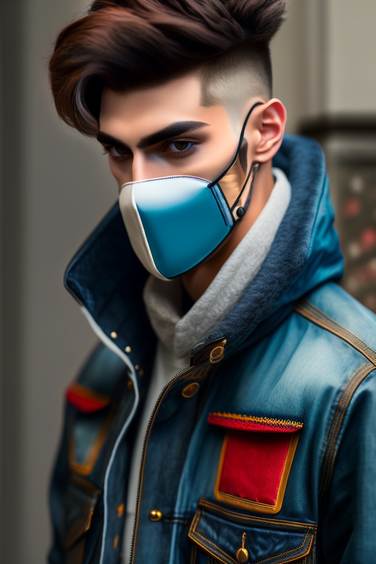 Lexica - The man with mask, street denim jacket in the style of ...