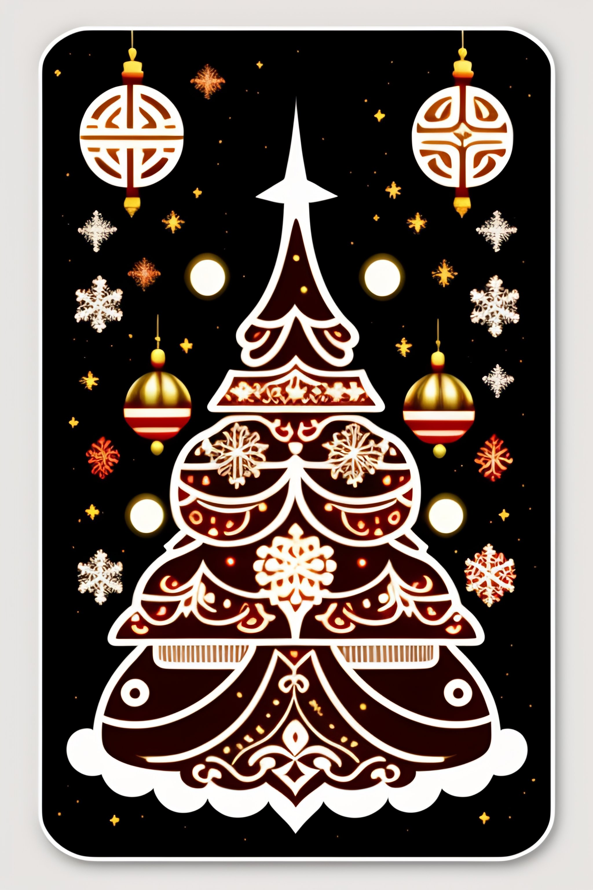 Lexica - Doodle Russian orthodox winter Christmas tree lights, sticker ...
