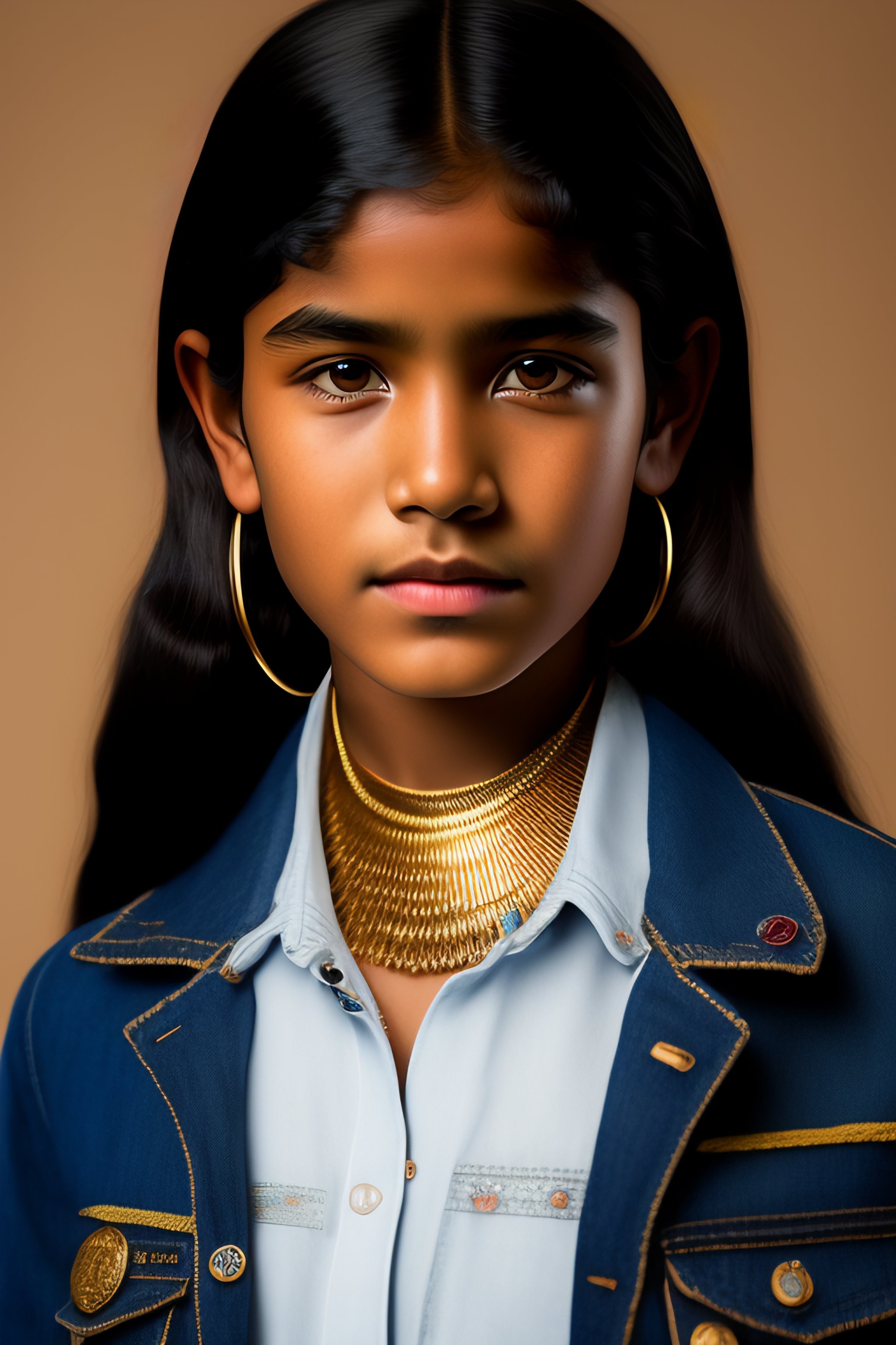 Lexica - Portrait of a 12 year old Keralan girl with black flowing hair ...