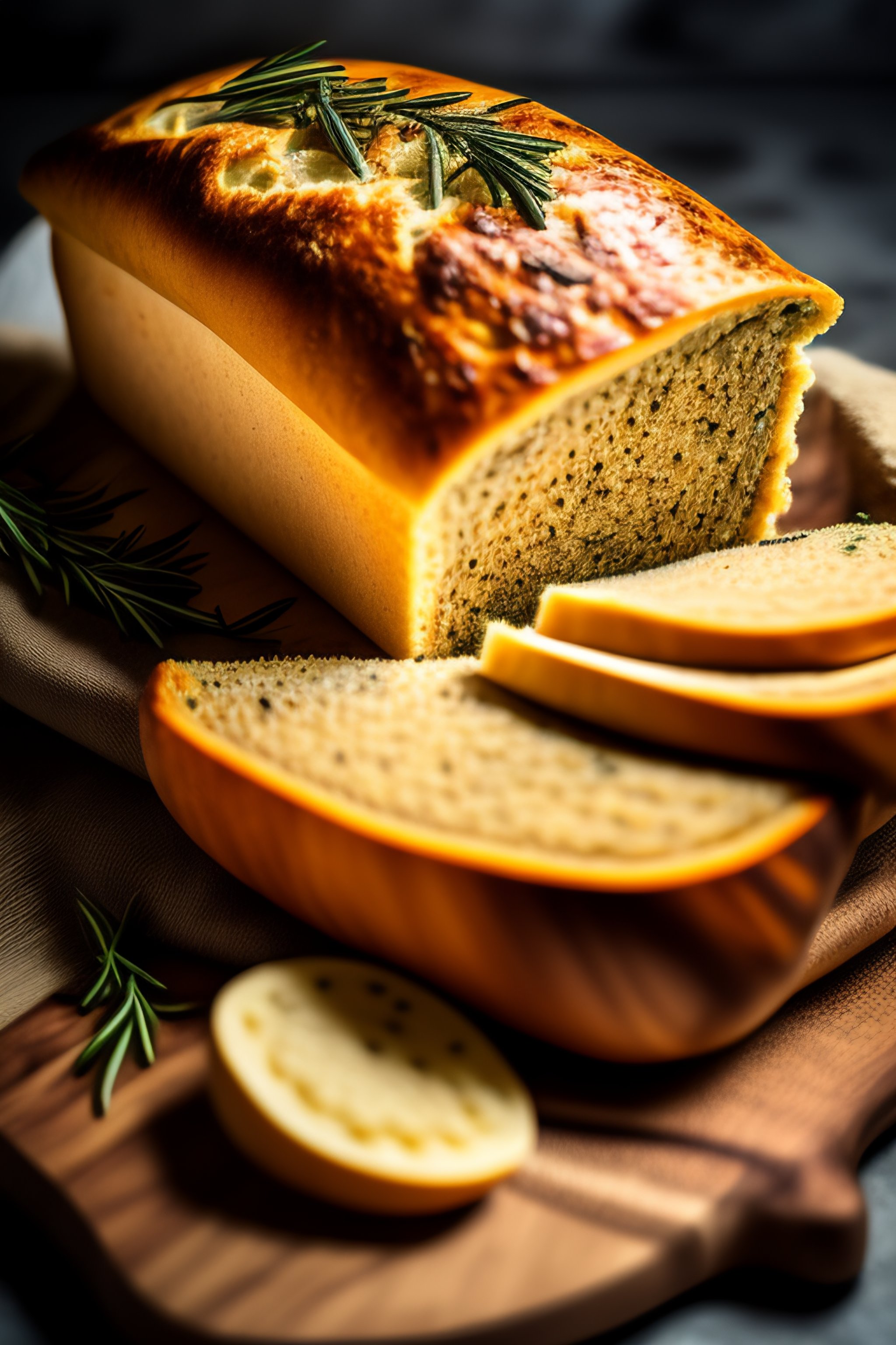 Lexica - Amazing photo, artesan bread loaf with rosemary and dried ...
