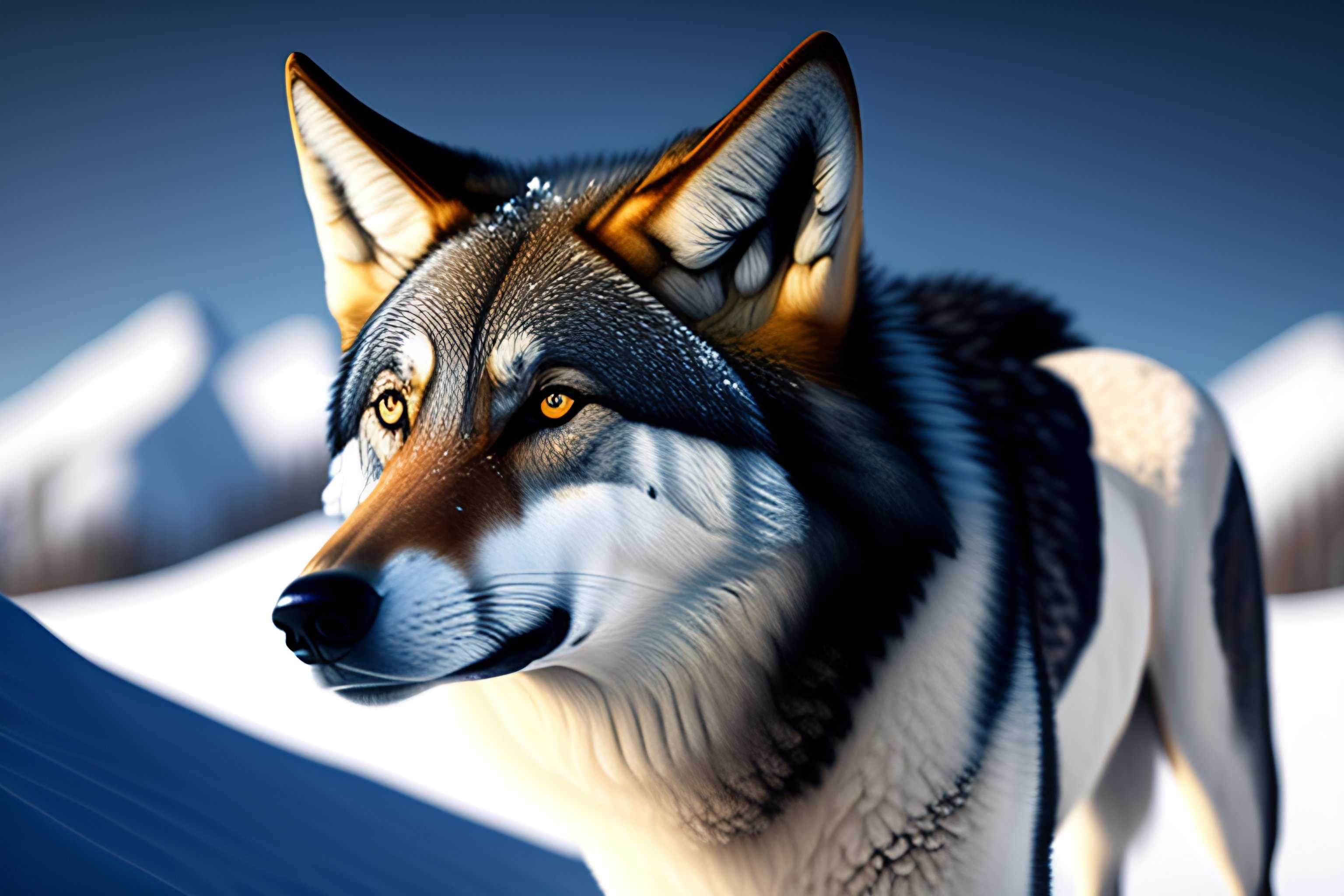 Lexica - Wolf portrait, octane render, concept art, winter snow ...