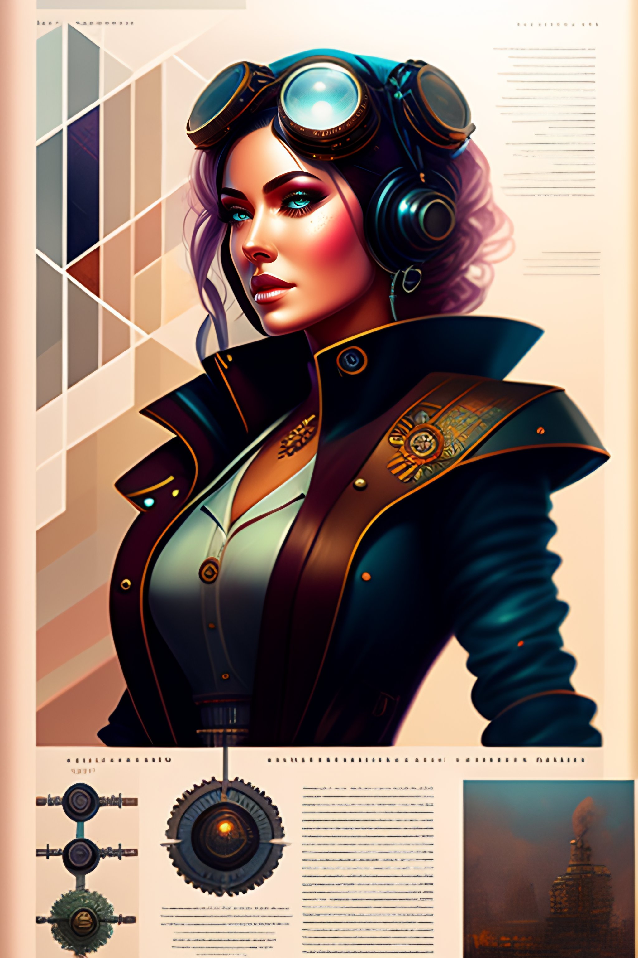 Lexica - A full-page concept designs of an atompunk female television ...