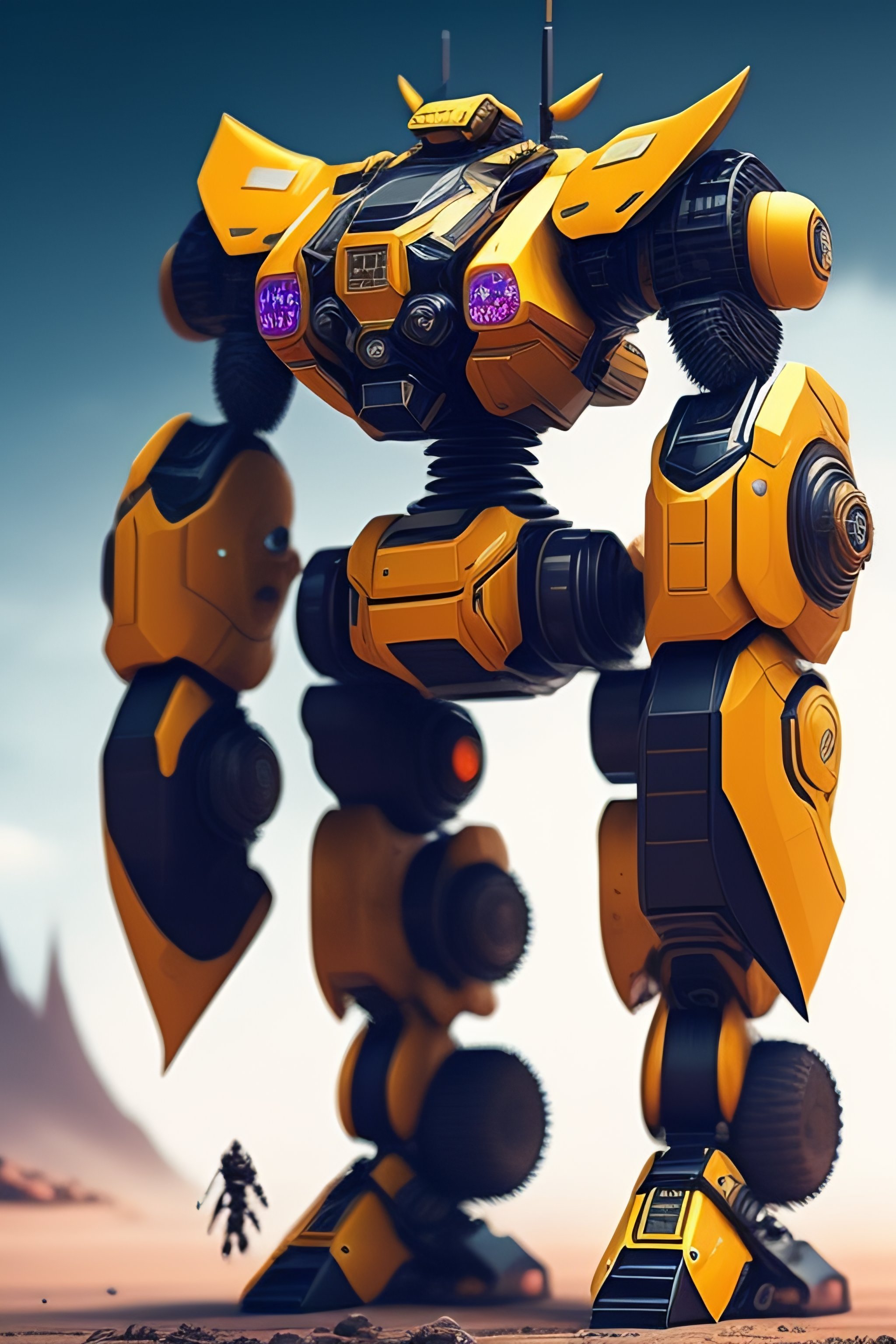 Lexica - Walking mech robot with hexagonal weapons