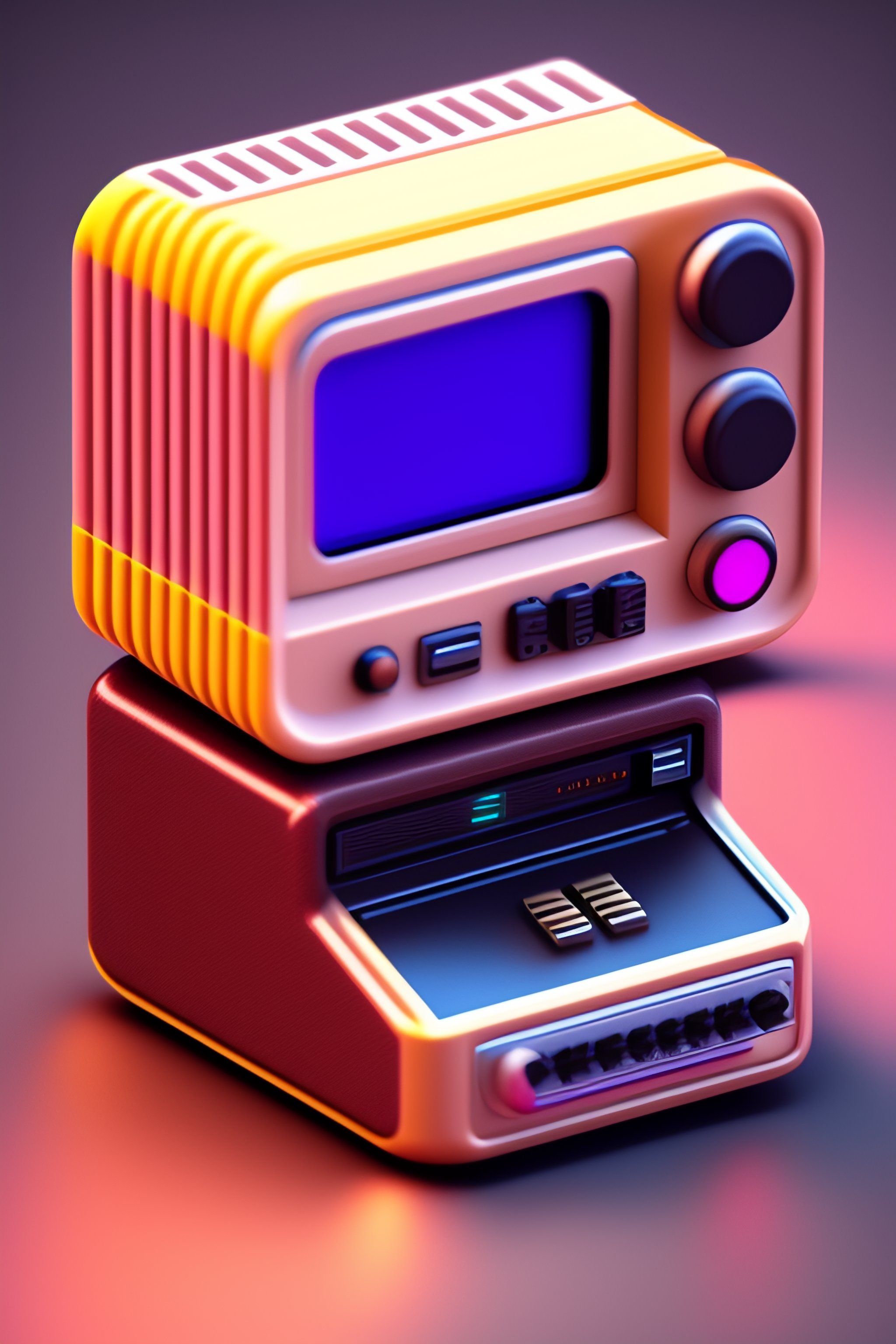 Lexica - 3D pixel retro tiny cute electronics render.