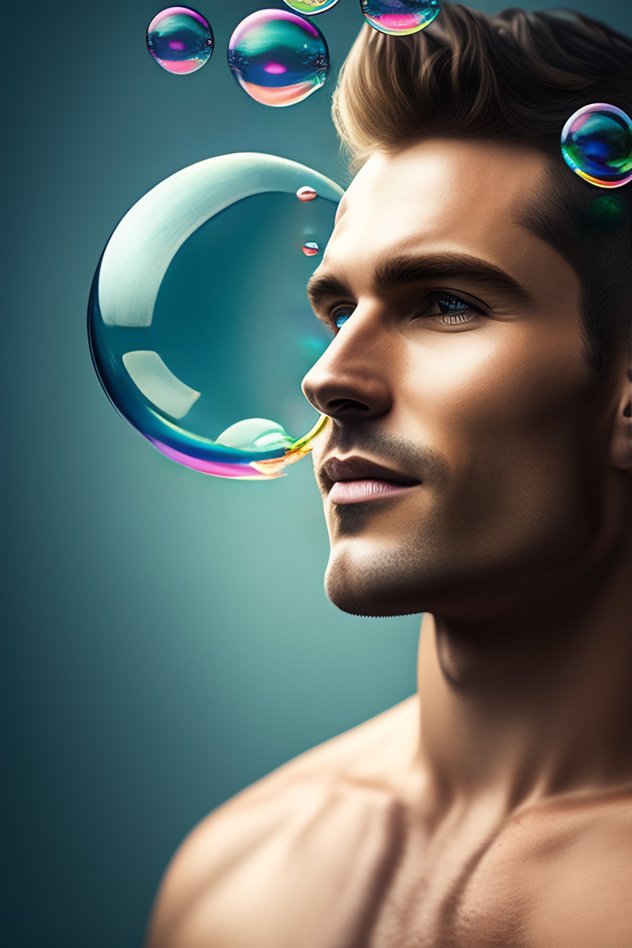 Lexica - A guy with bubbles around him, hd
