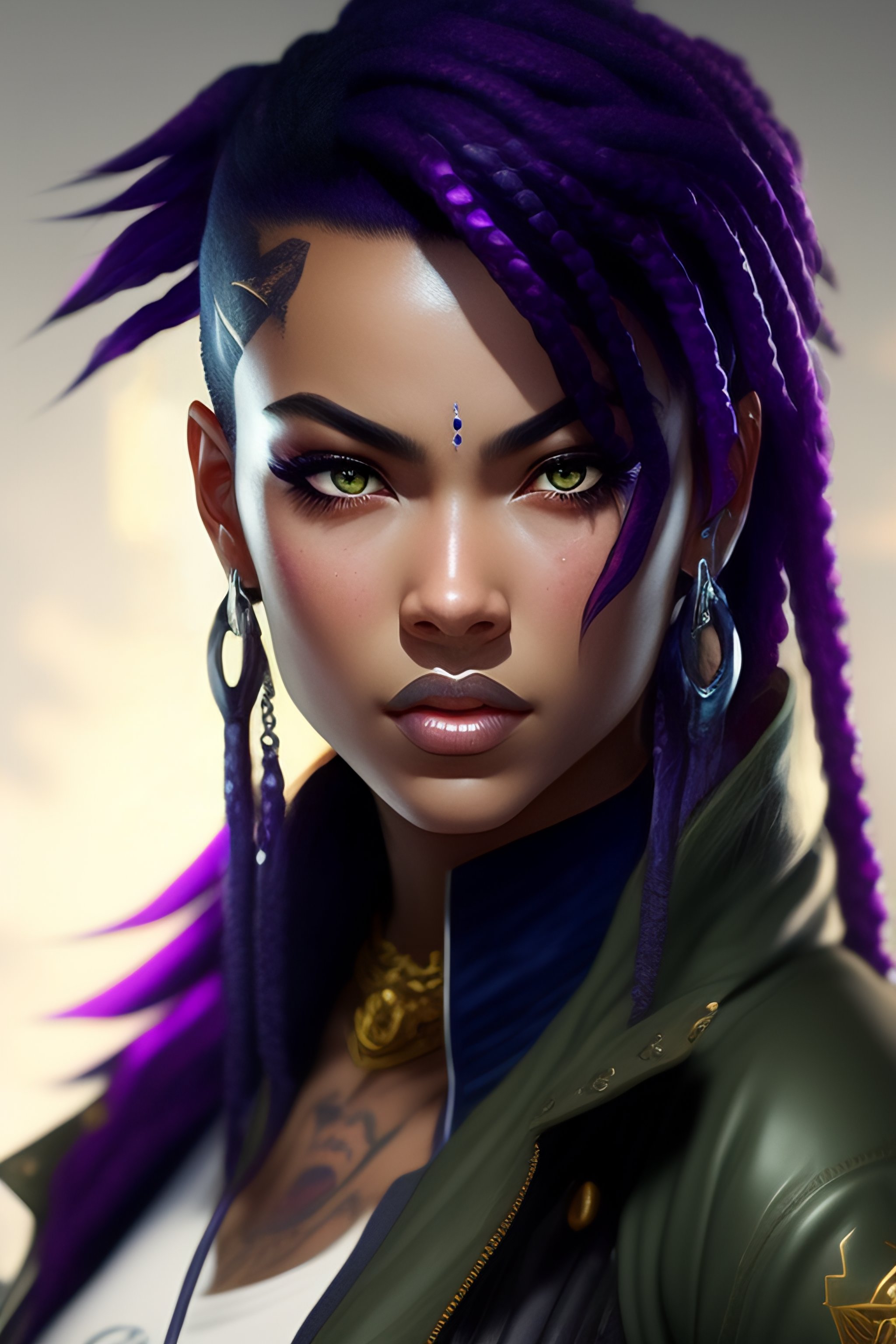 Lexica - Portrait jinx from league of legends braids grunge punk sharp ...